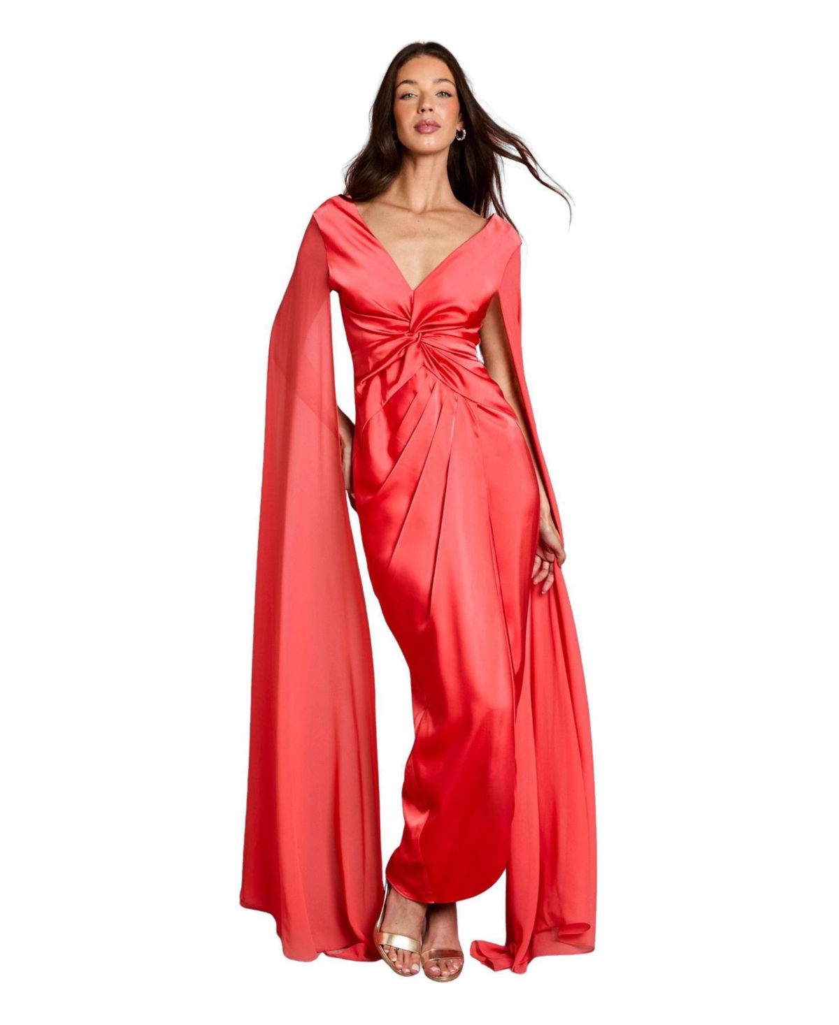 Click here for Coast Womens Cape Sleeve V-Neck Satin Maxi Dress -... prices