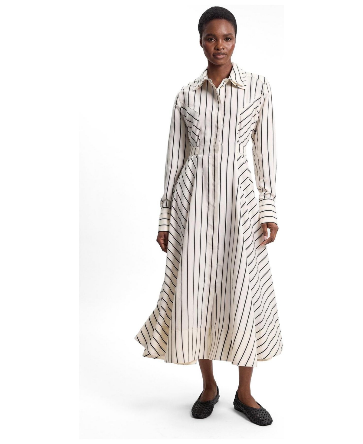 Click here for Karen Millen Womens Stripe Midi Dress - Mono prices