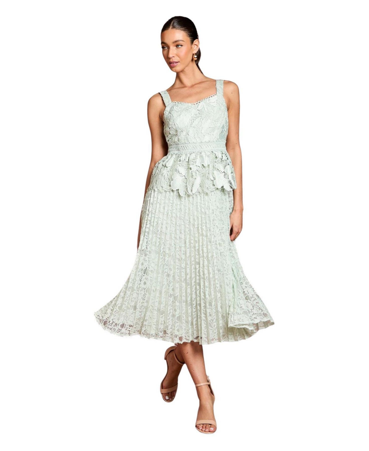 Click here for Coast Womens Lace Peplum Midi Dress - Sage prices