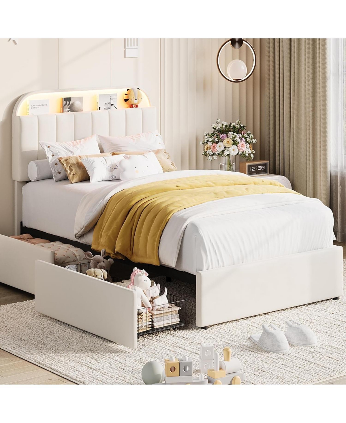Click here for gaomon Twin Size Bed Frame with 2 Flexible Drawers... prices