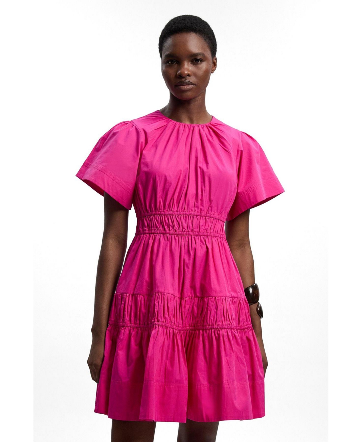 Click here for Karen Millen Womens Shirred Tiered Mini Dress - Ho... prices