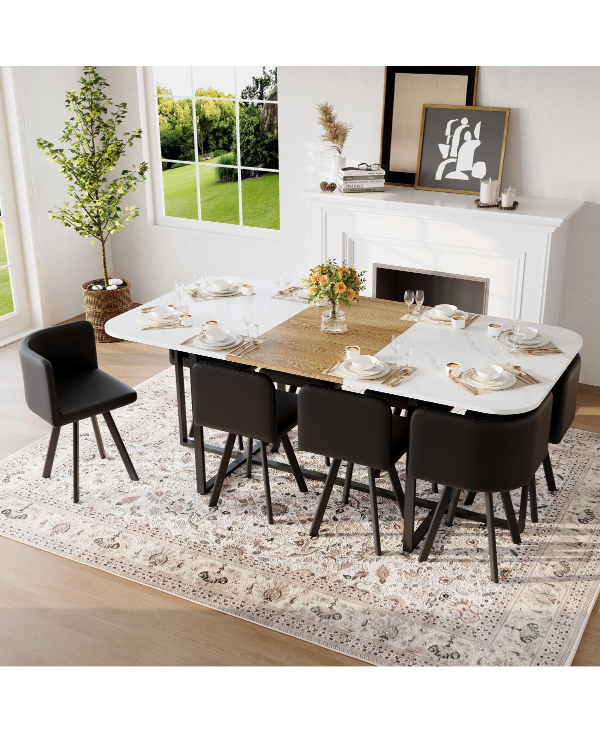 Click here for Streamdale Furniture 9-Piece Square Faux Marble Di... prices