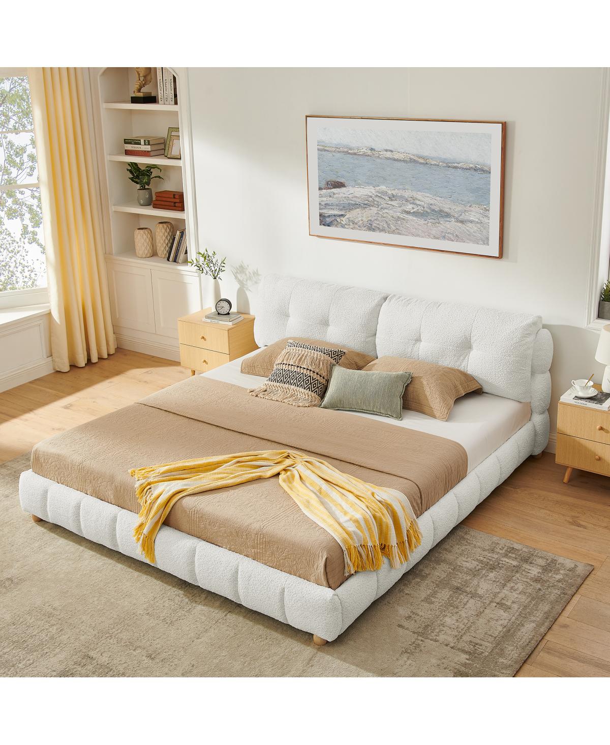Click here for Streamdale Furniture King Cream Boucle Platform Be... prices