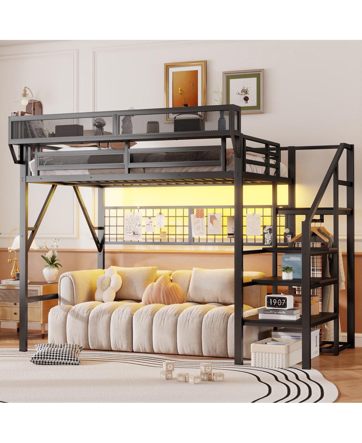 Click here for Streamdale Furniture Metal Loft Bed with Stairs Wa... prices