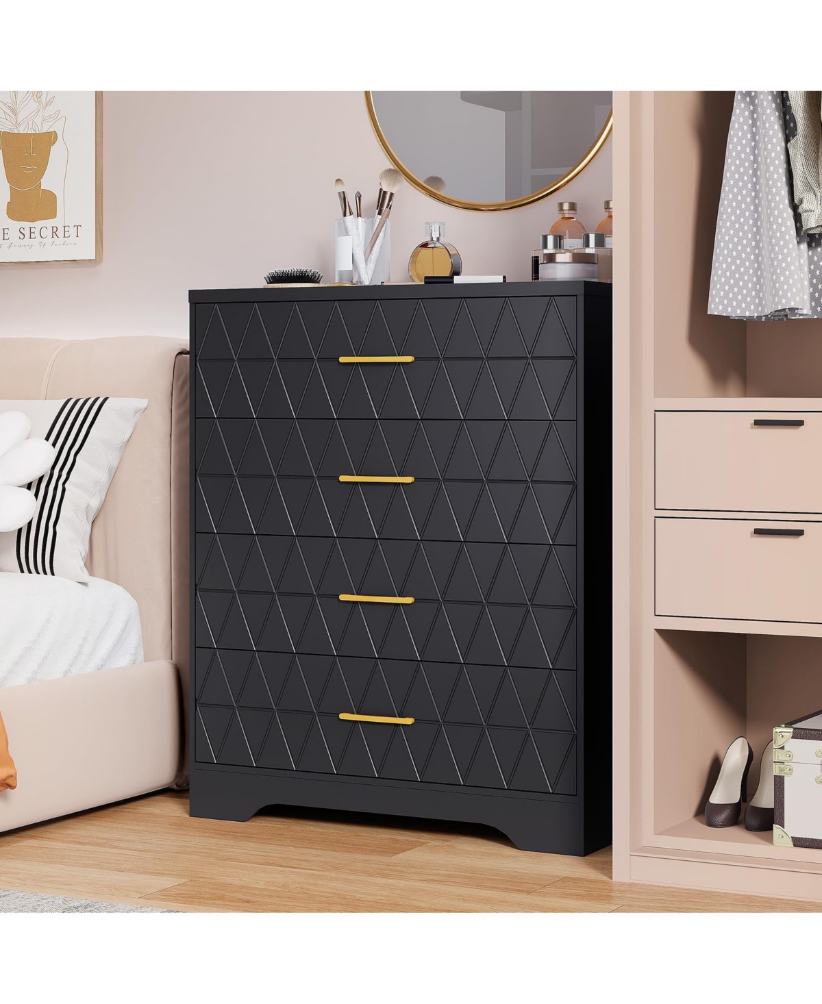 Click here for homfan Tall 4 Drawer Dresser with Handles for Bedr... prices