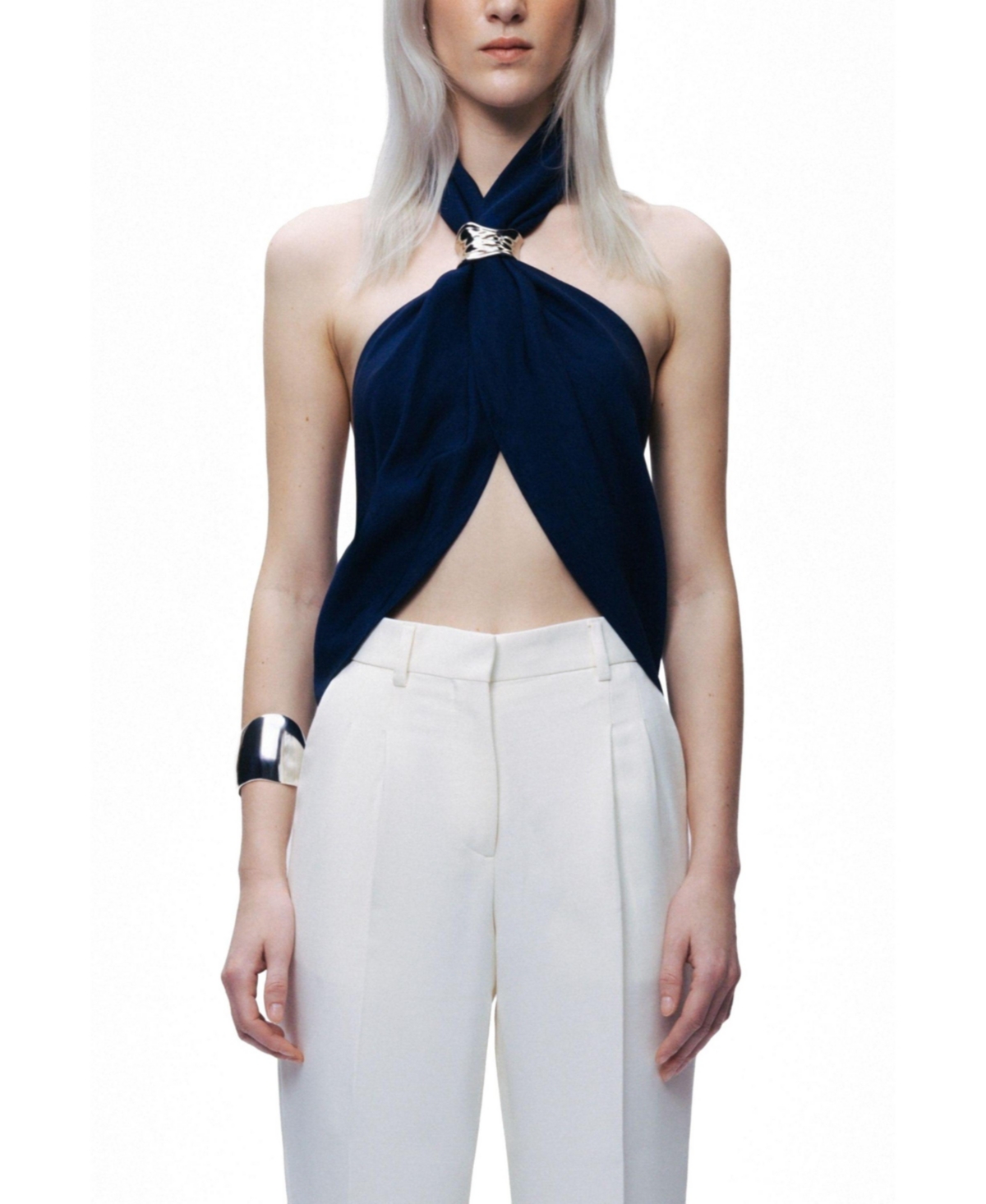 Click here for Nocturne Womens Twist Halter Neck Bustier - Navy prices