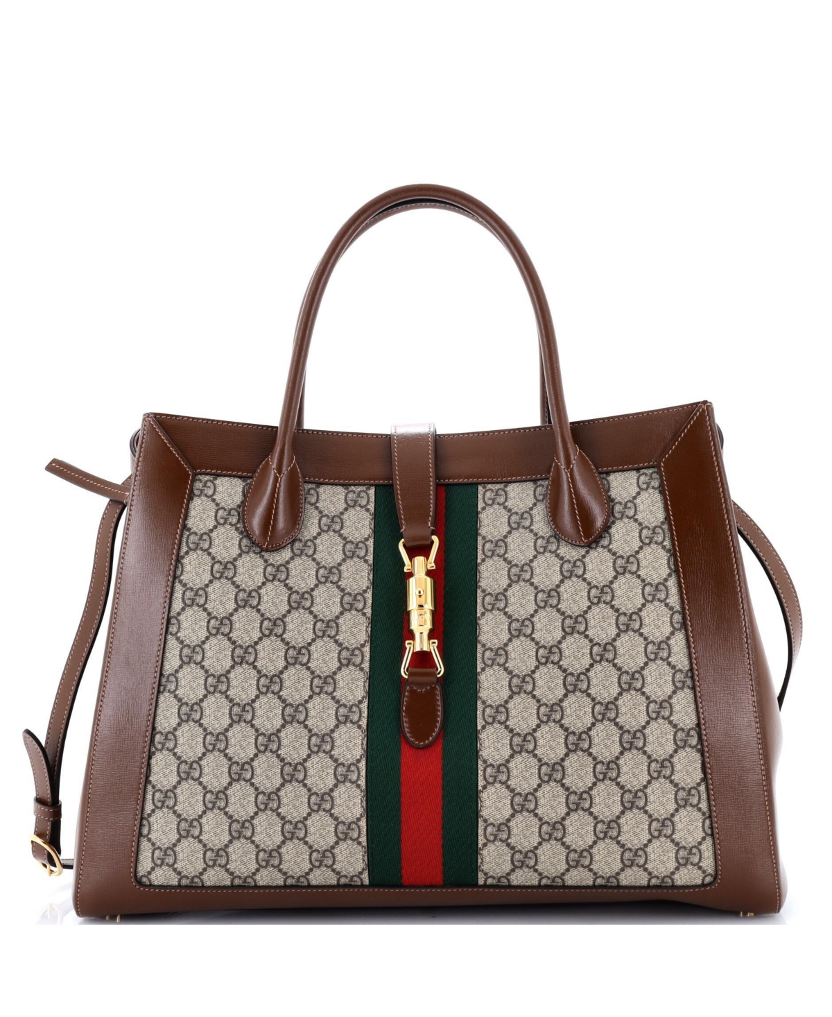 Click here for Pre-Owned Gucci Large Jackie 1961 Web Tote Gg Canv... prices