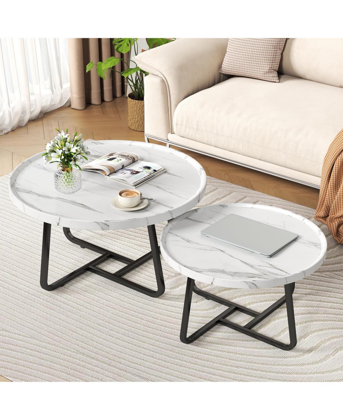 Click here for gaomon 2 pieces Coffee Table  Durable Mid Century... prices