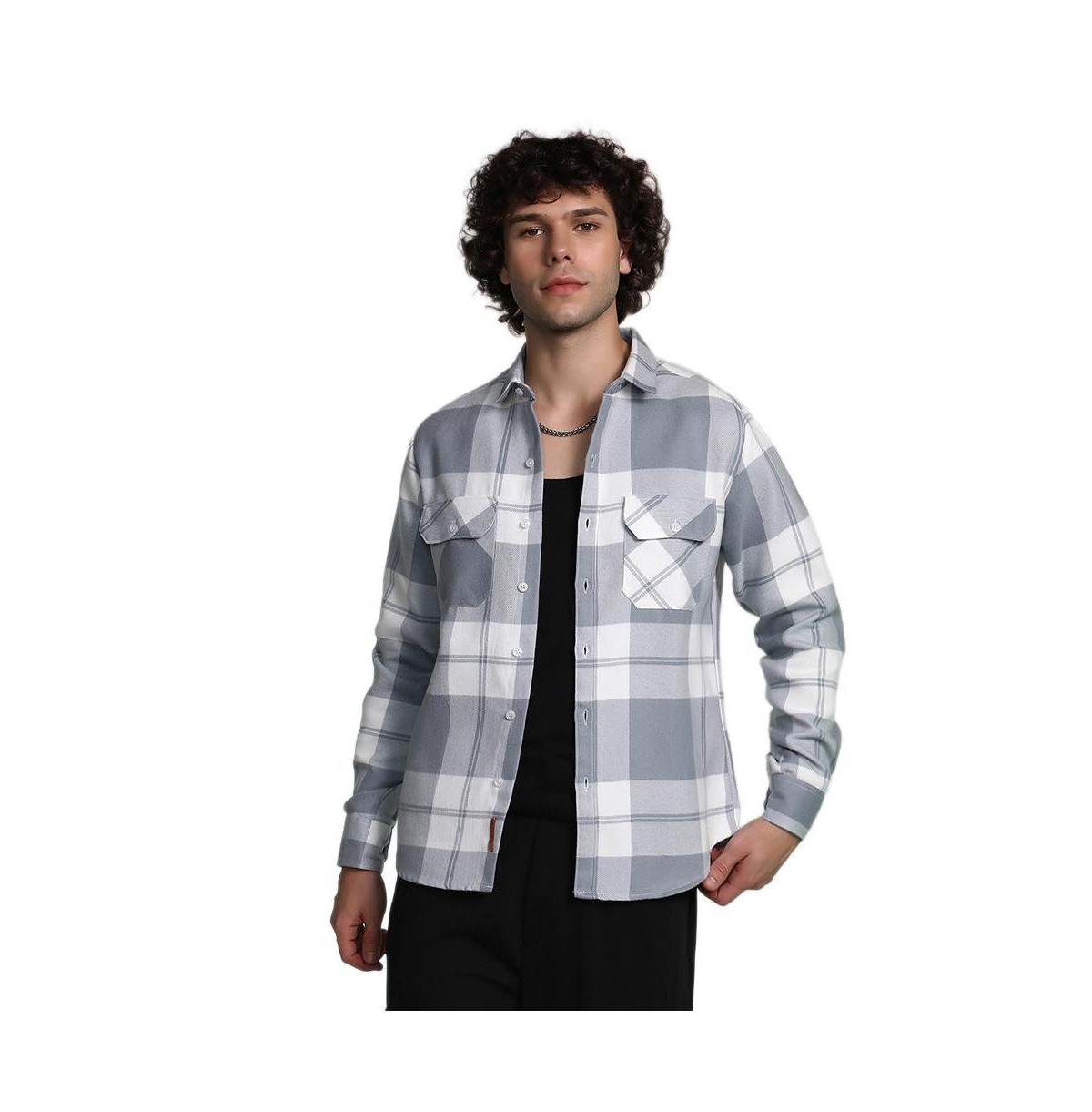 Click here for Campus Sutra Mens Tartan Utility Shirt - Coin grey prices