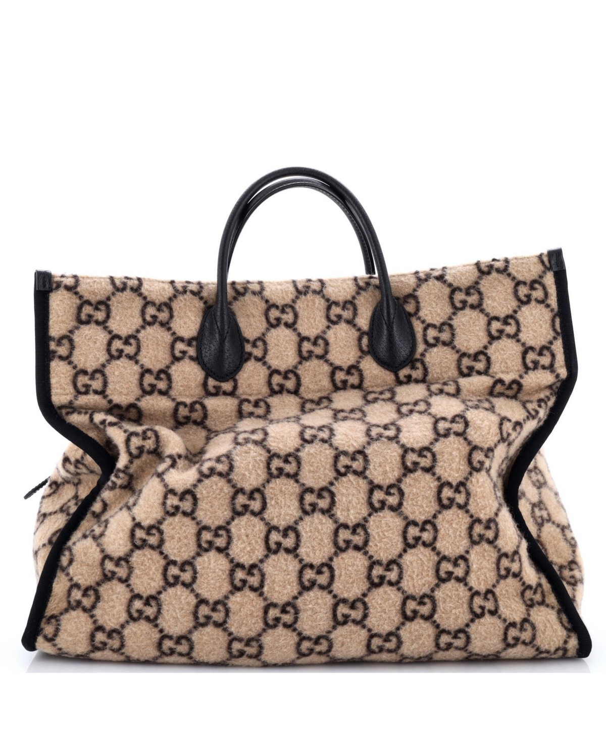 Click here for Pre-Owned Gucci Large Shopping Tote Gg Wool - Brow... prices