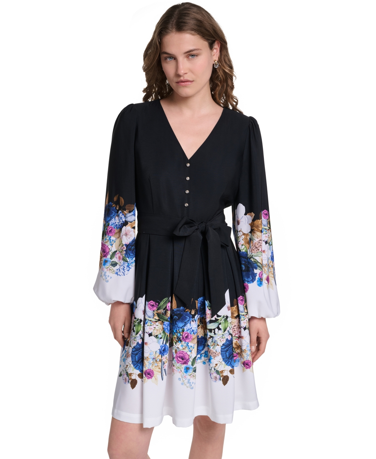 Click here for Karl Lagerfeld Paris Womens Floral Long-Sleeve Sel... prices