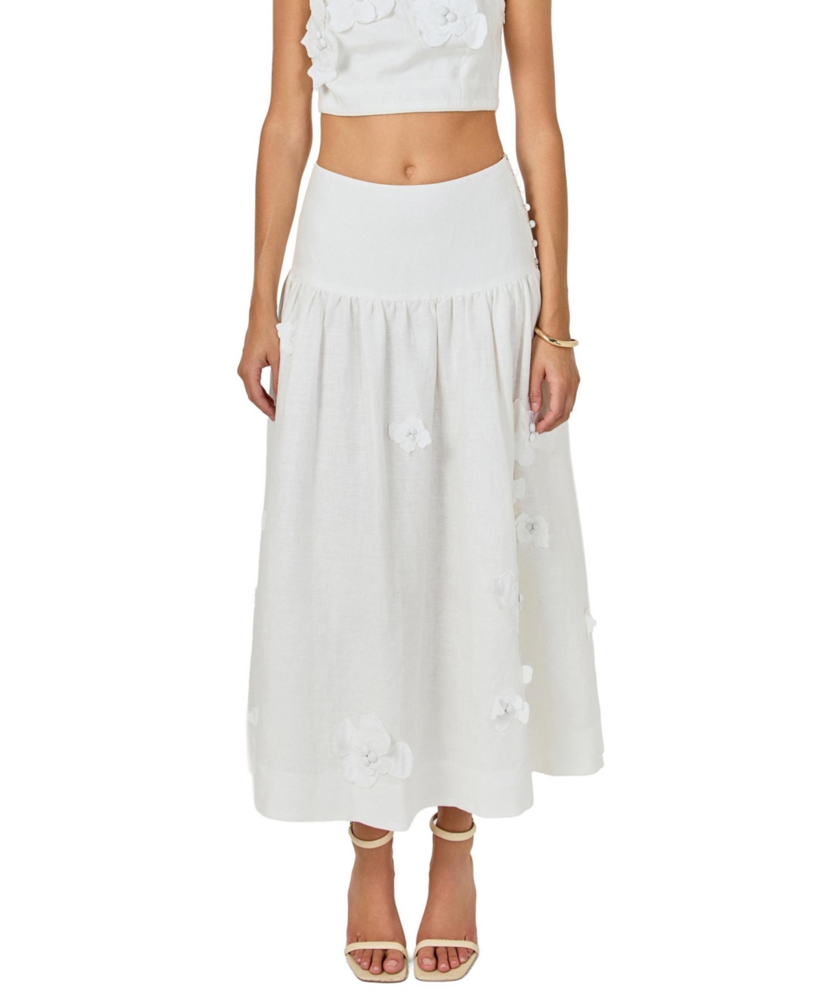 Click here for endless rose Womens 3D Floral Detail Midi Skirt -... prices