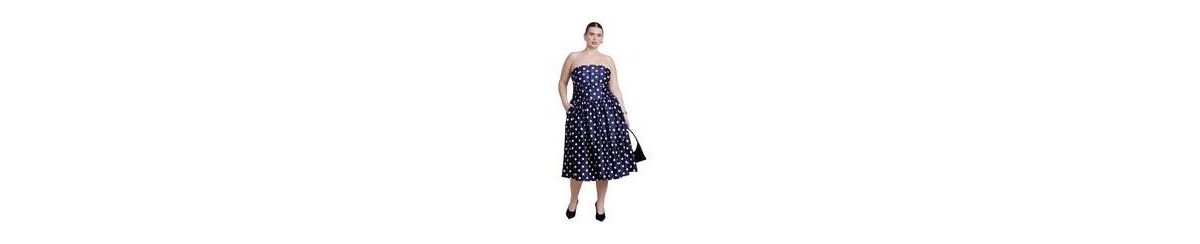 Click here for Eloquii Womens Strapless Polka Dot Flare Midi Dres... prices