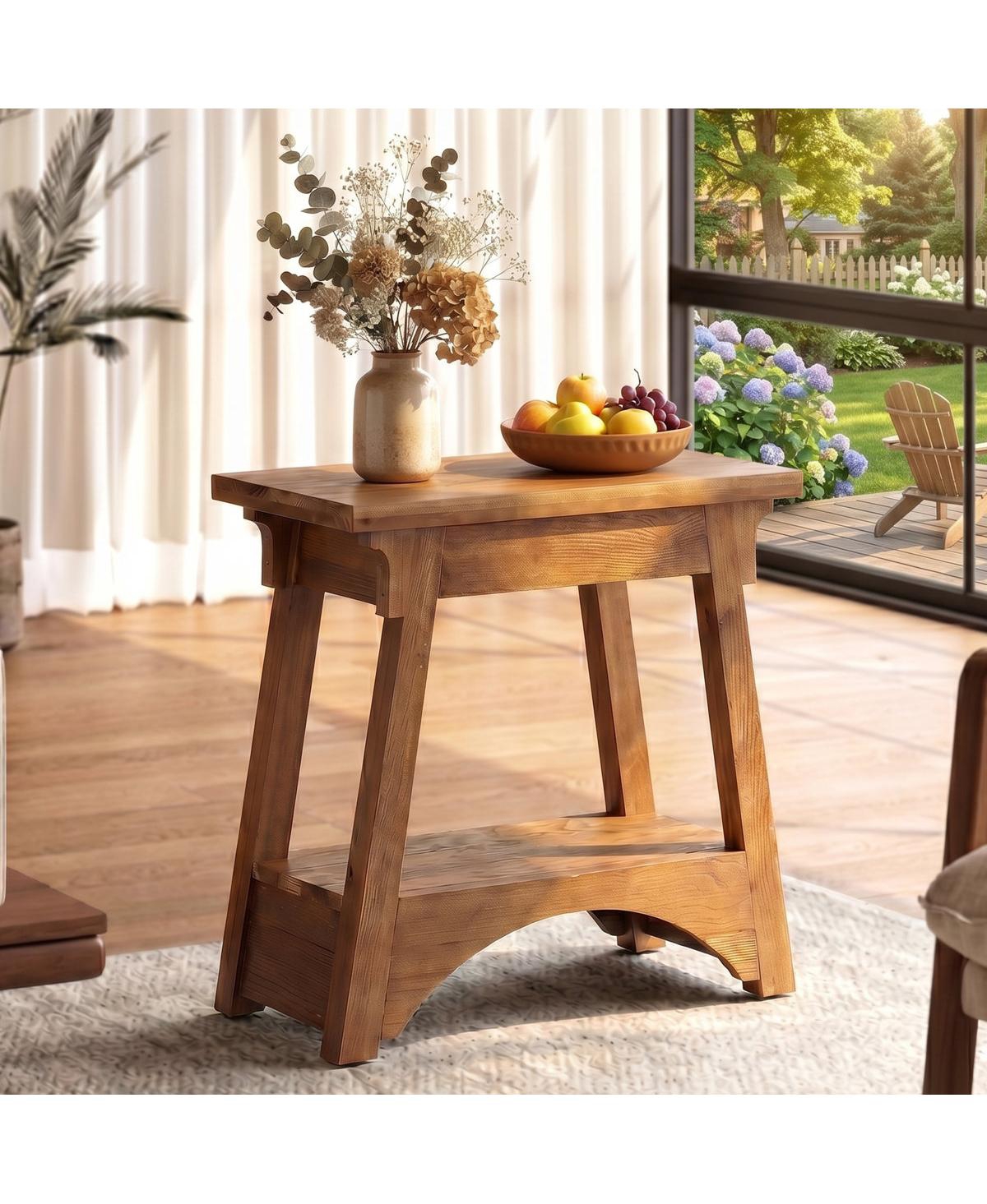 Click here for Tribesigns 2-tier Solid Wood End Table  Rustic Far... prices