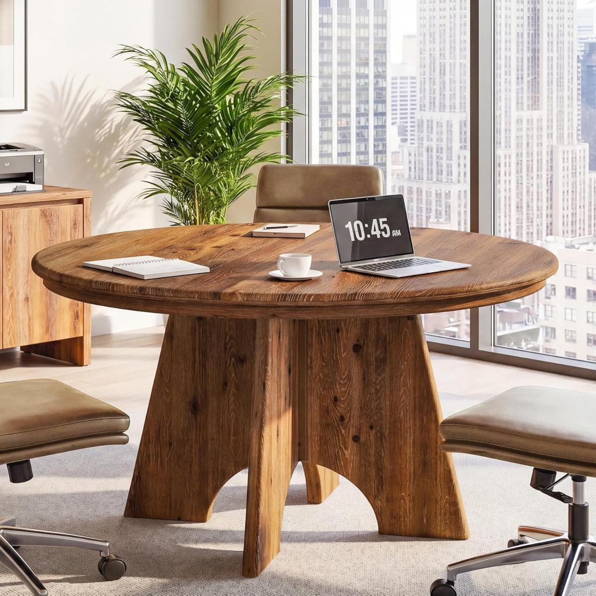 Click here for Tribesigns 47 Round Solid Wood Dining Table  Rusti... prices