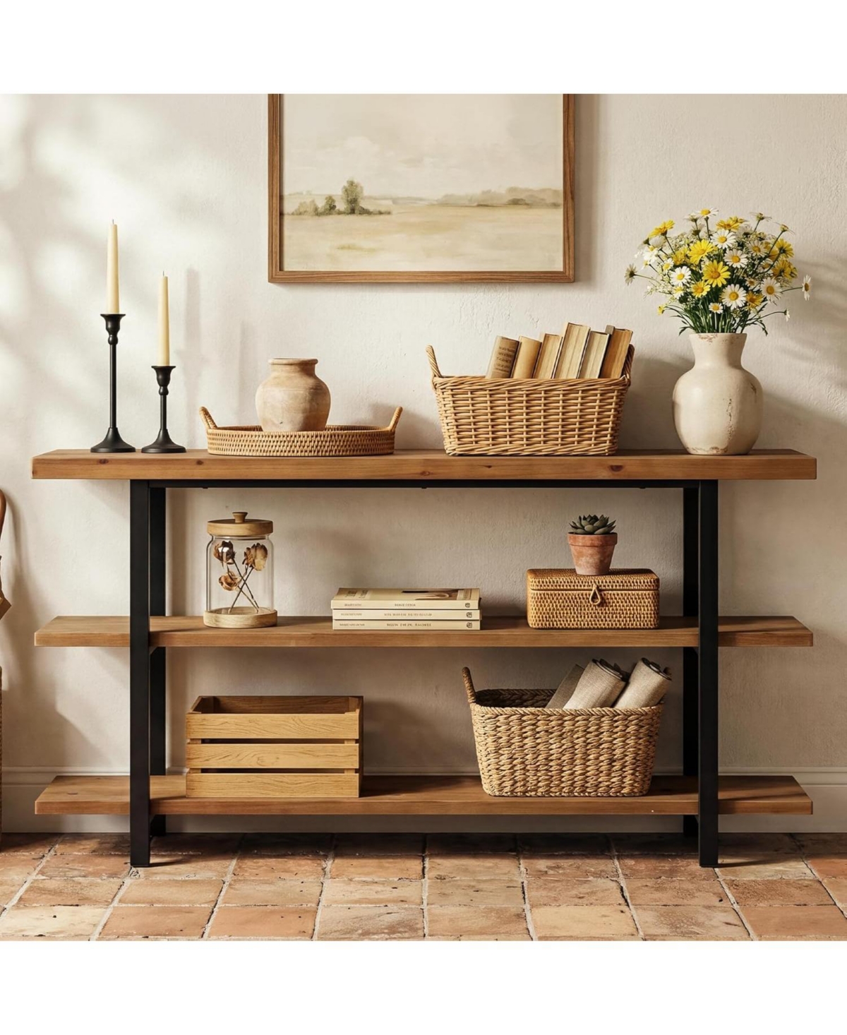 Click here for Tribesigns 3-Tier Solid Wood Console Table  63-Inc... prices