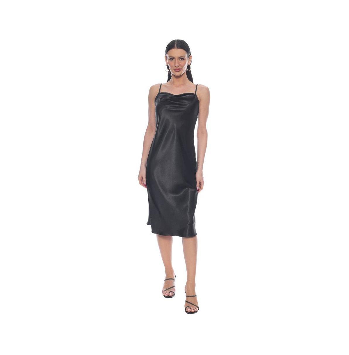 Click here for Bebe Womens Satin Cowl Midi Dress - Black prices