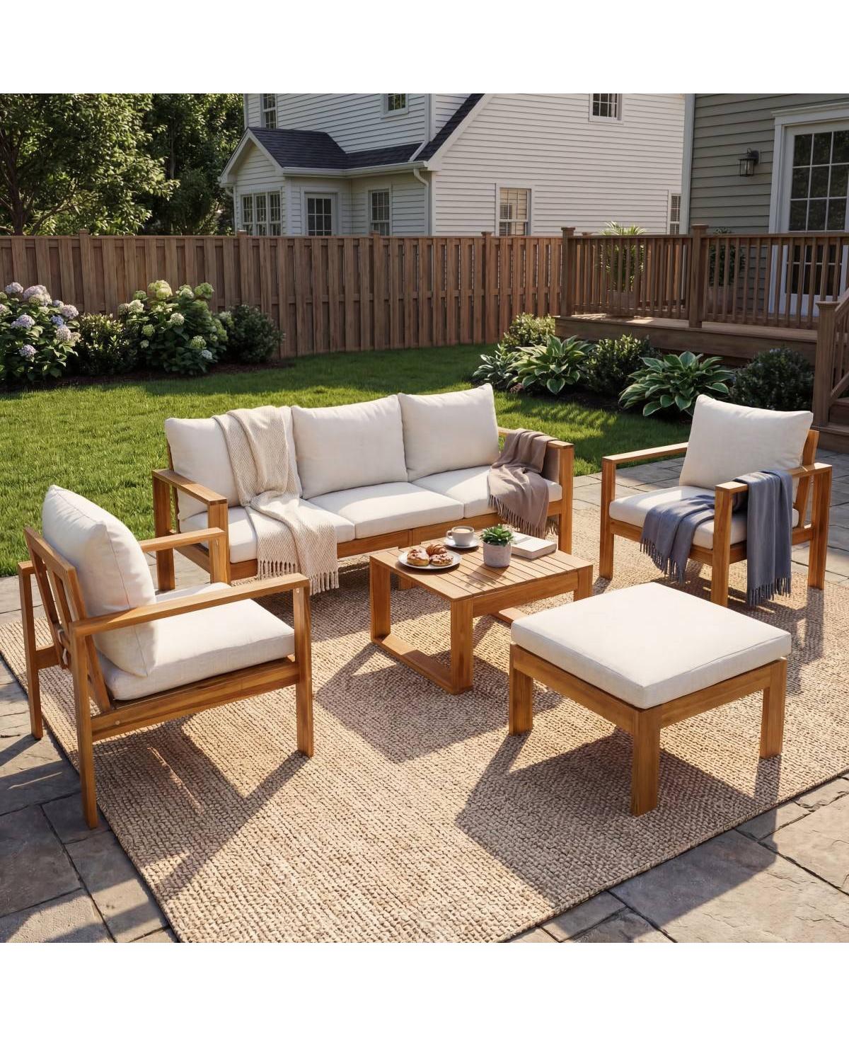 Click here for Asagikoiai Outdoor 5-Piece Patio Sectional Sofa Se... prices