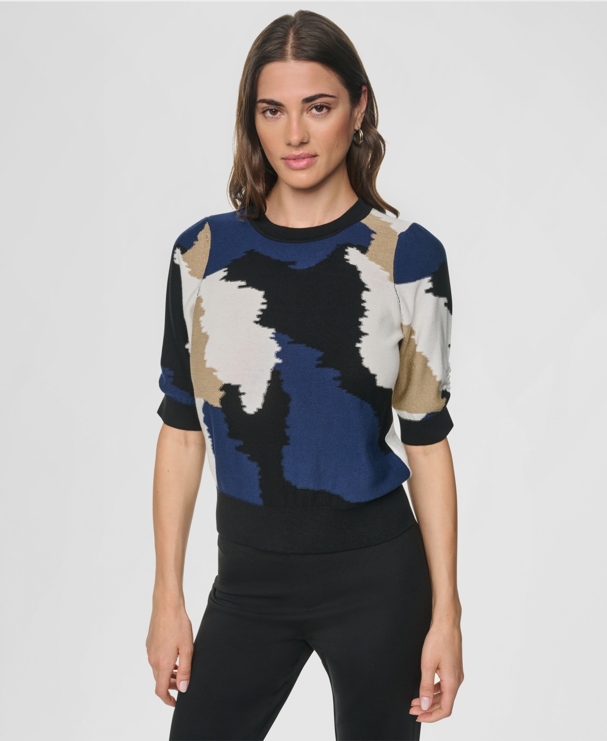 Click here for Dkny Womens Printed Puff-Sleeve Sweater - Intrepid... prices