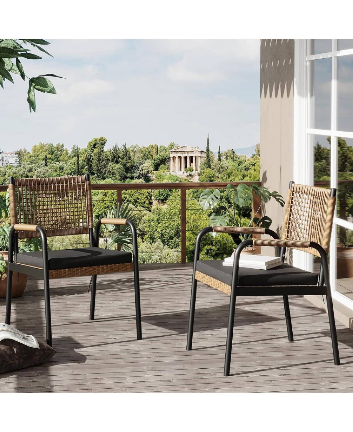 Click here for Xo Set of 2 Patio Wicker Chairs  Rattan Chairs wit... prices