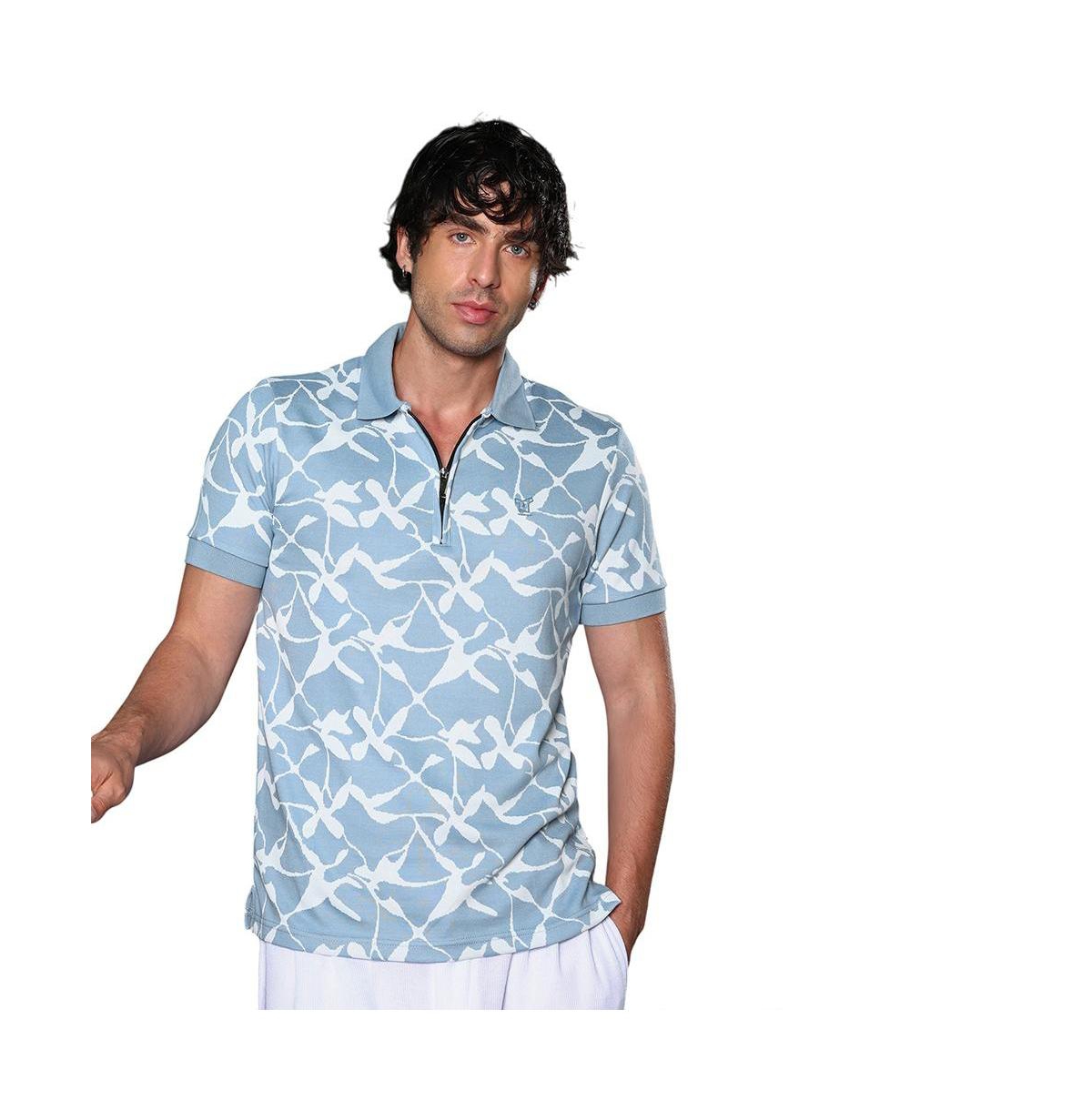 Click here for Campus Sutra Mens Jacquard-Knit Polo T-Shirt - Pow... prices