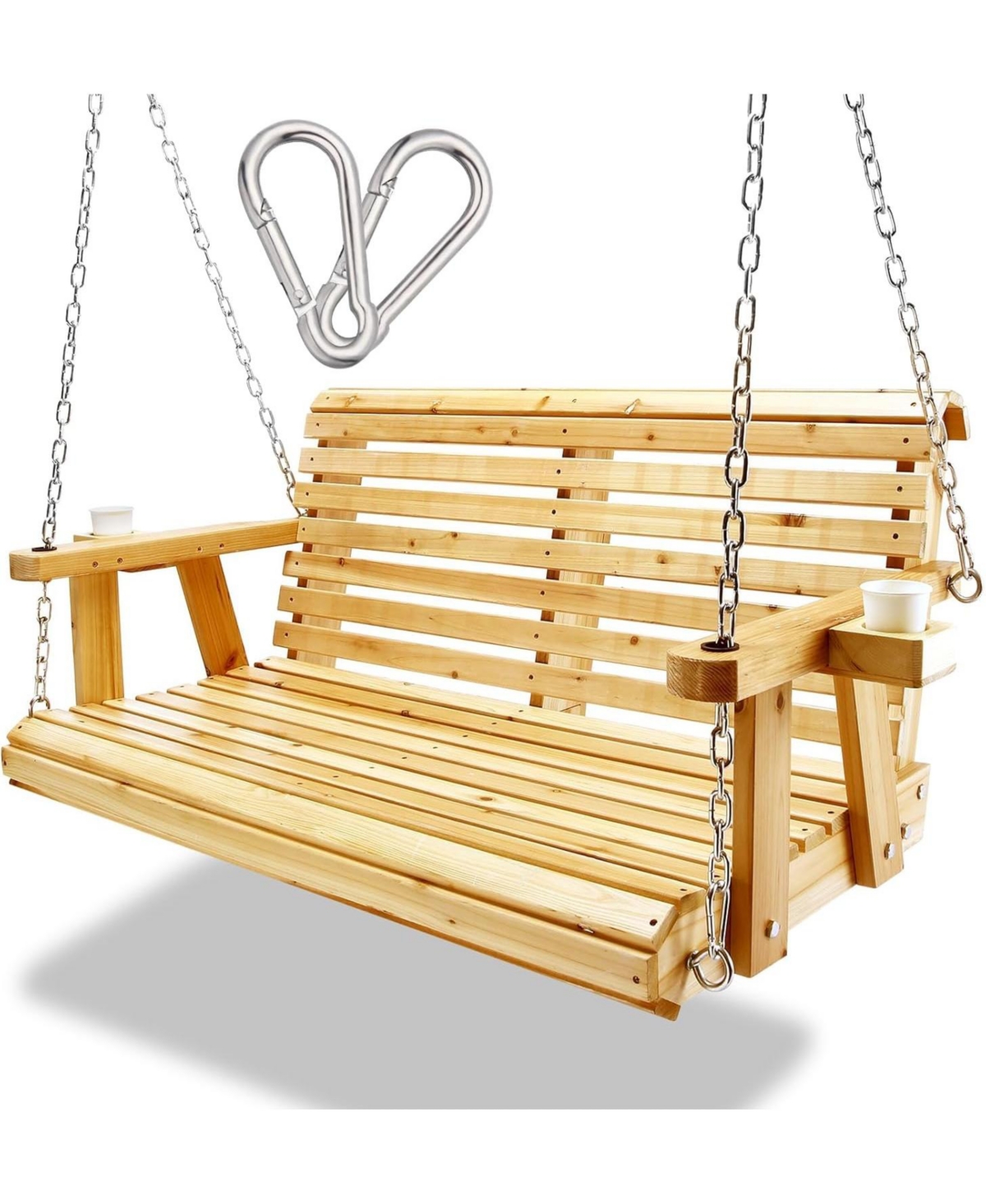 Click here for gaomon Wooden Porch Swing with Hanging Chain  2-Se... prices