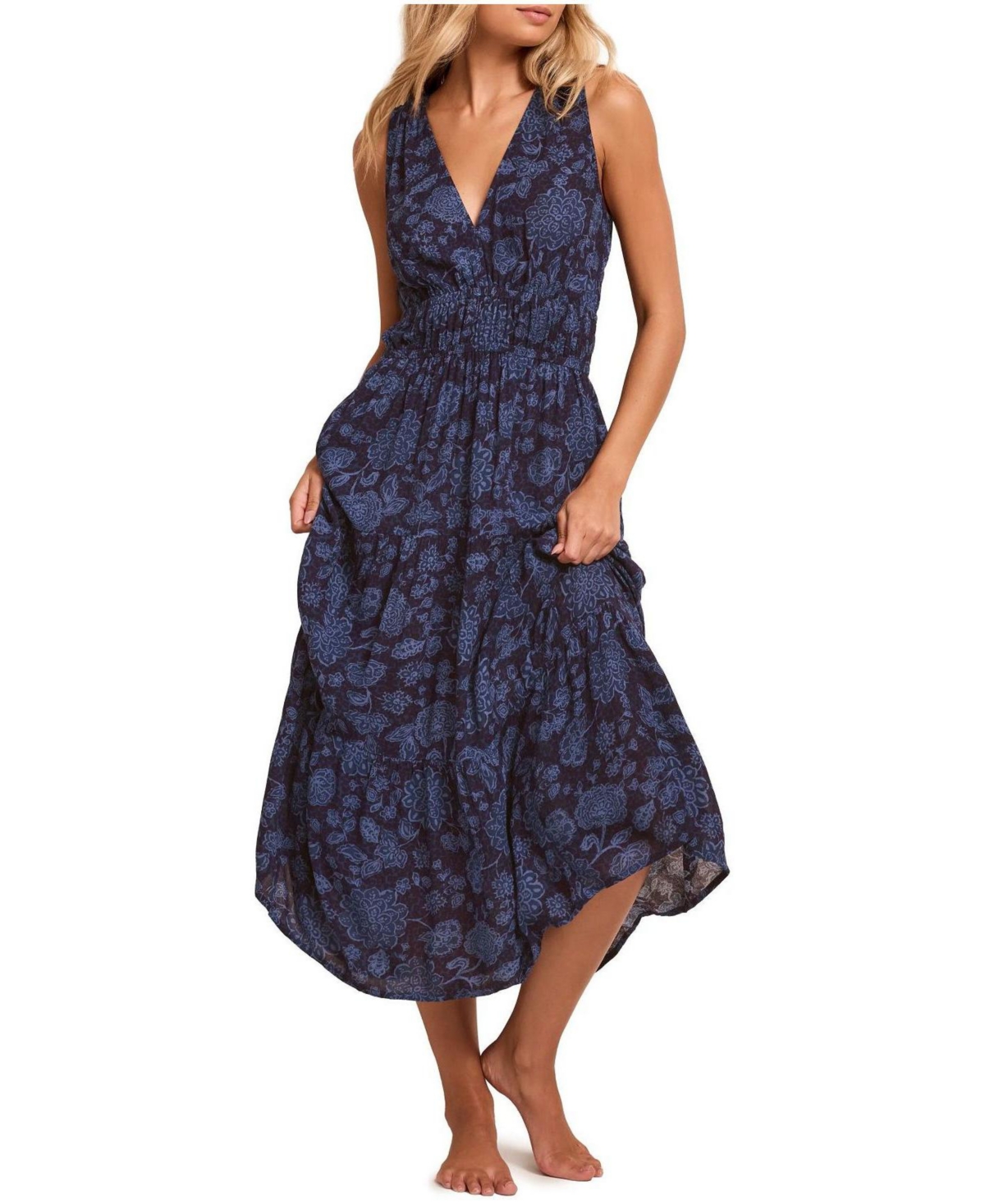 Click here for Adore Me Womens Zahira Lounge Dress - Floral blue prices