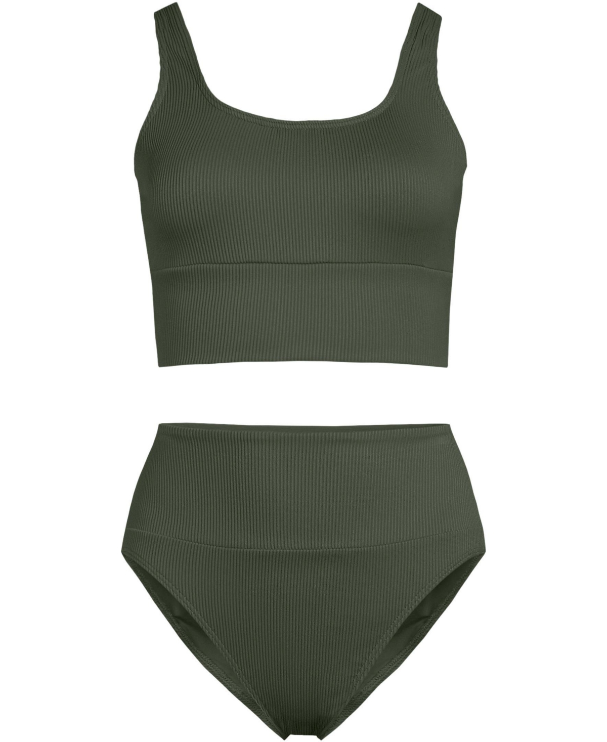 Click here for Lands End Plus Size Tugless Ribbed Midkini and Hig... prices