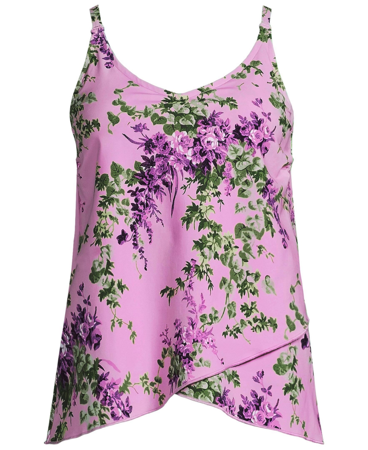 Click here for Lands End Womens Tulip Hem Tankini Top - Pink/whit... prices
