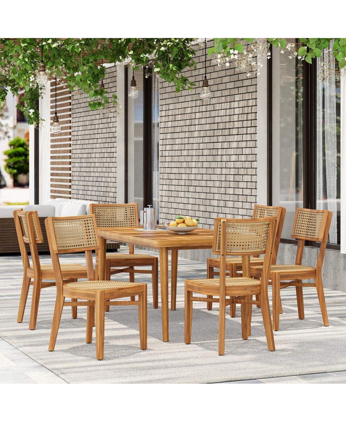 Click here for Asagikoiai Netro 7-Piece Acacia Wood Outdoor Dinin... prices