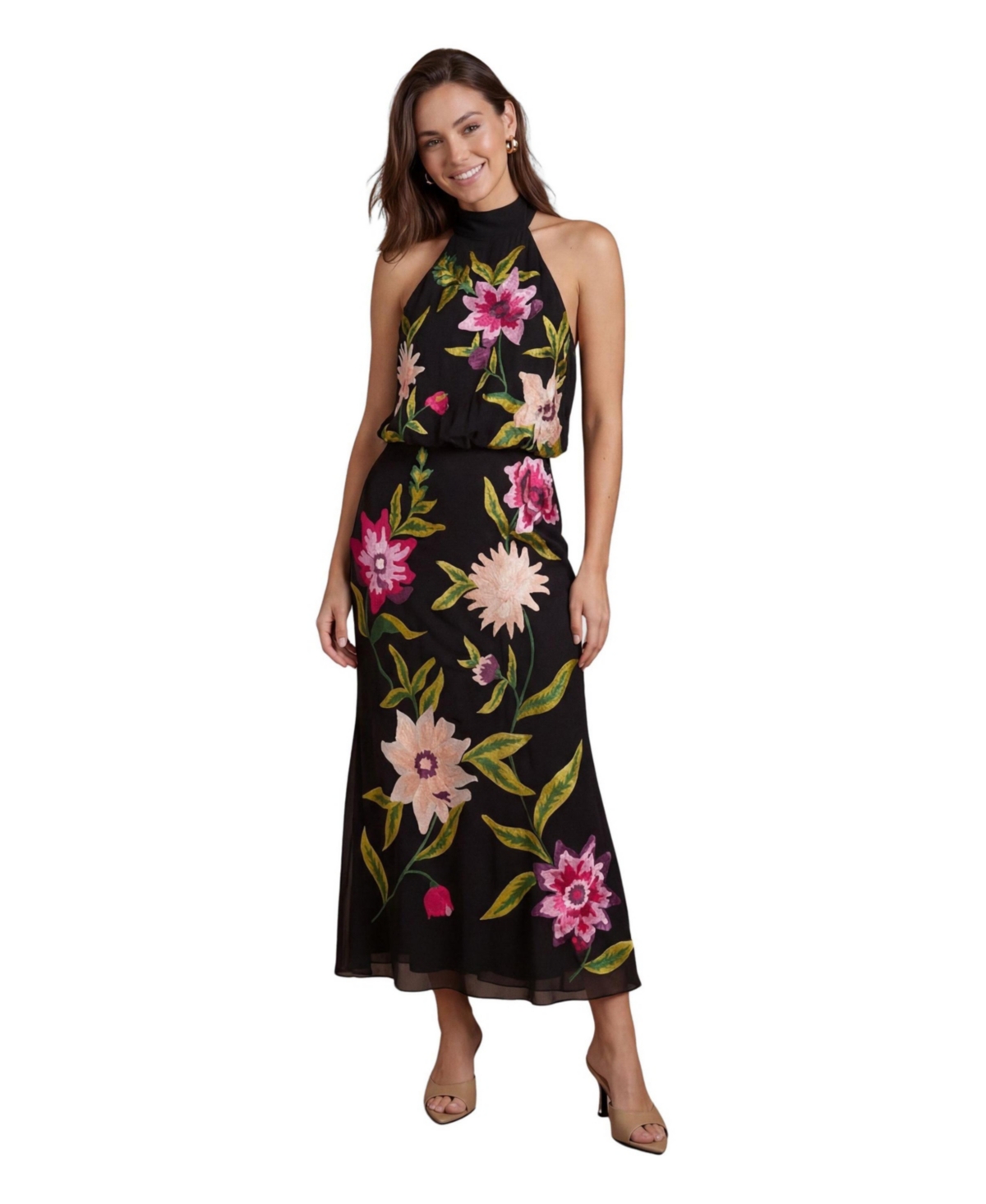 Click here for Coast Womens Floral Halter Neck Maxi Dress - Black prices