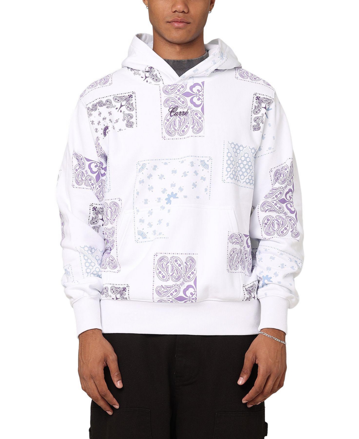 Click here for Carre Mens Fragment Paisley Hoodie Sweatshirt - Wh... prices