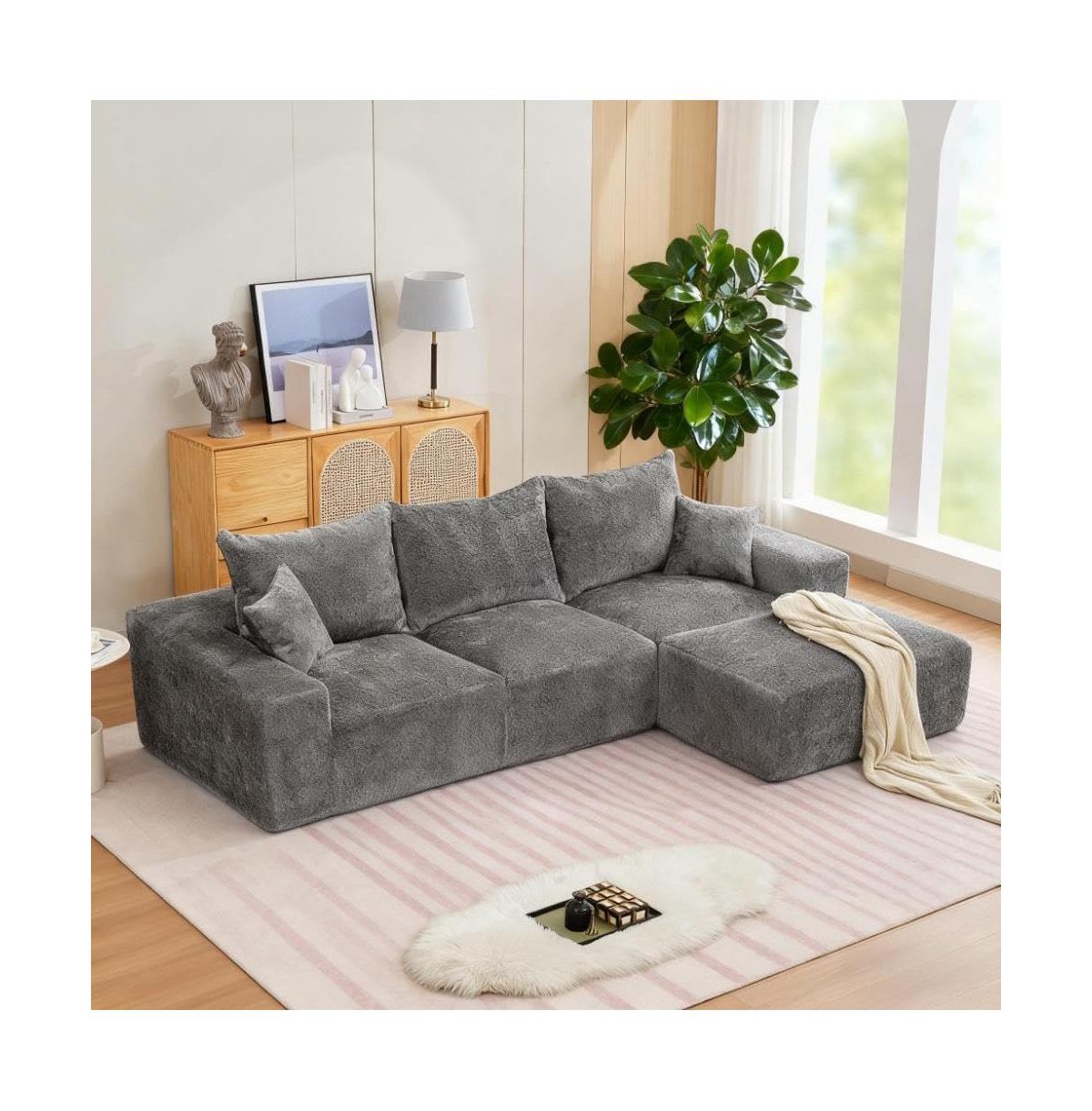 Click here for gaomon 110-Inch Cloud Sectional Couch with Throw P... prices