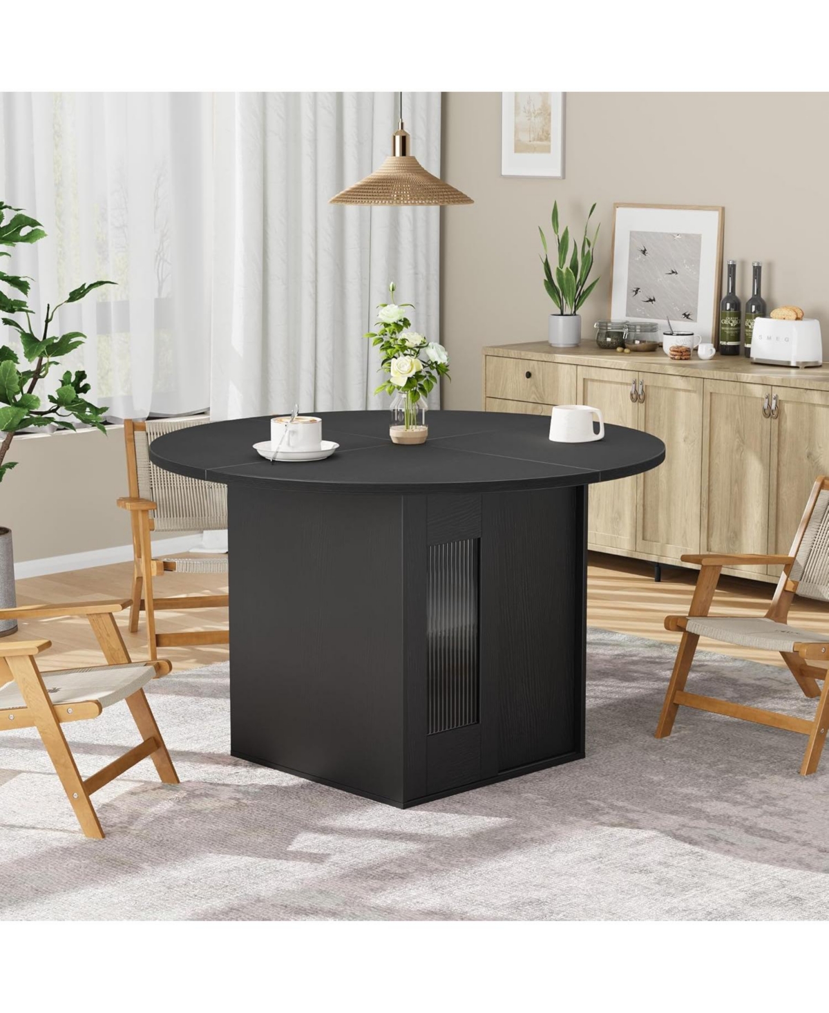Click here for homfan 47 Farmhouse Round Dining Table â Sliding... prices