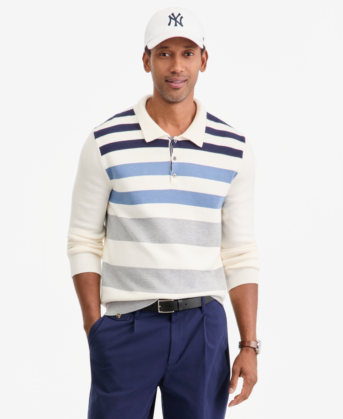 Click here for Club Room Mens Long-Sleeve Striped Polo Sweater  M... prices