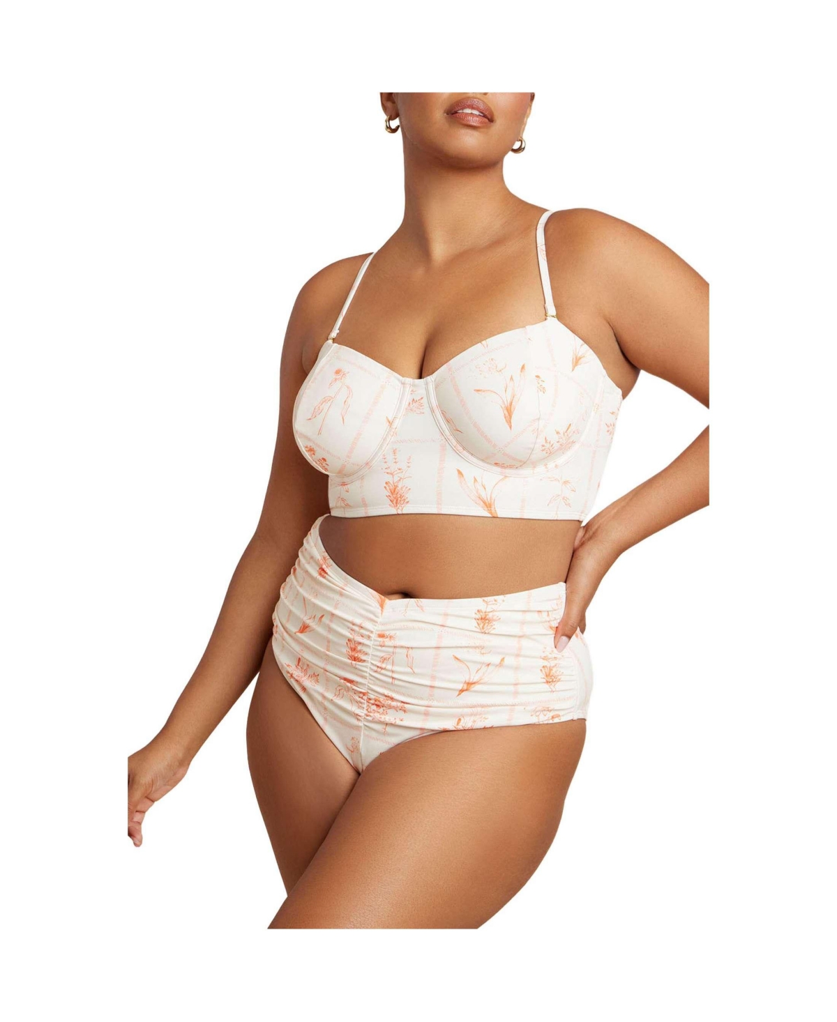 Click here for Eloquii Womens Bustier Swim Top - Frames of petals prices