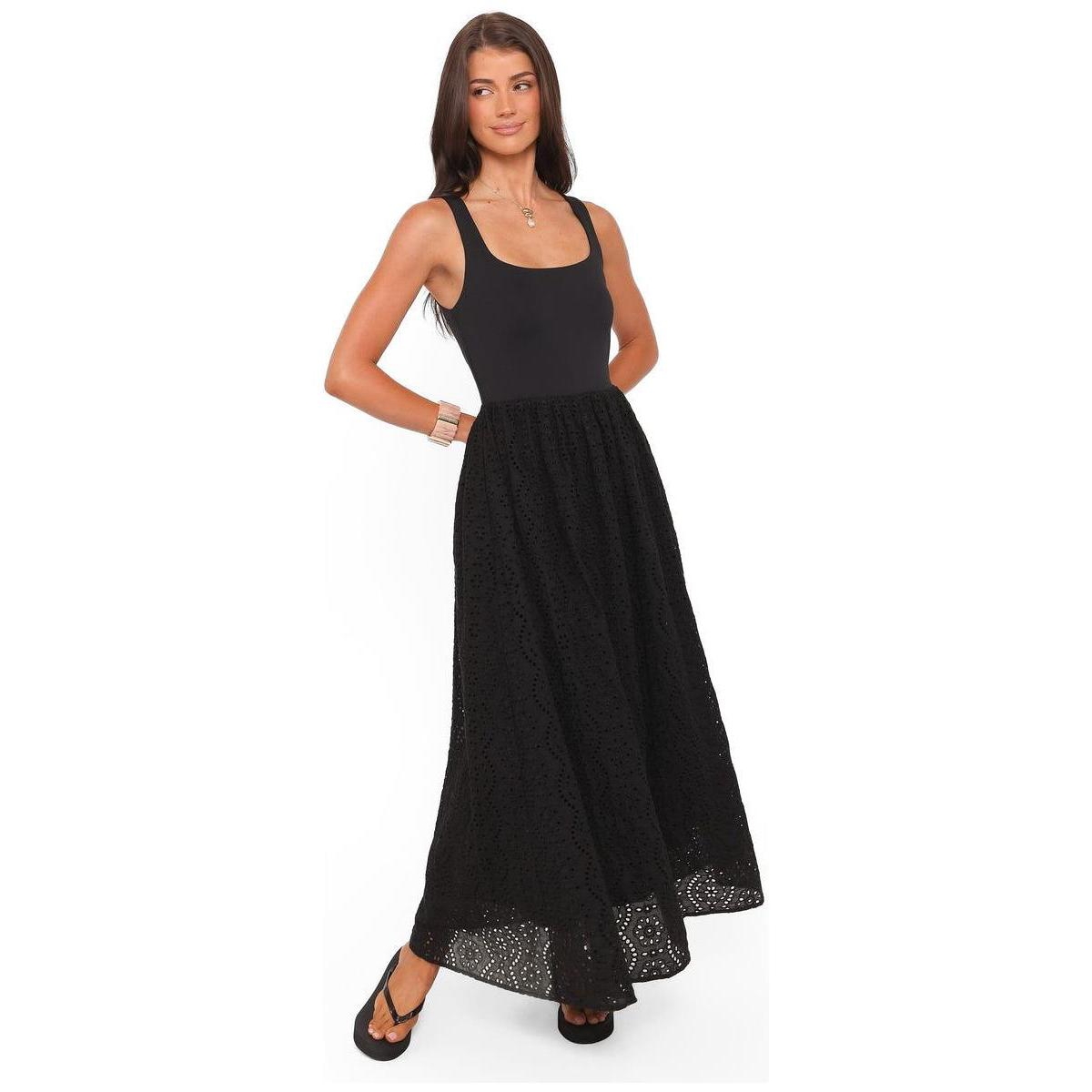 Click here for Petal and Pup Womens Alva Midi Dress - Black brode... prices