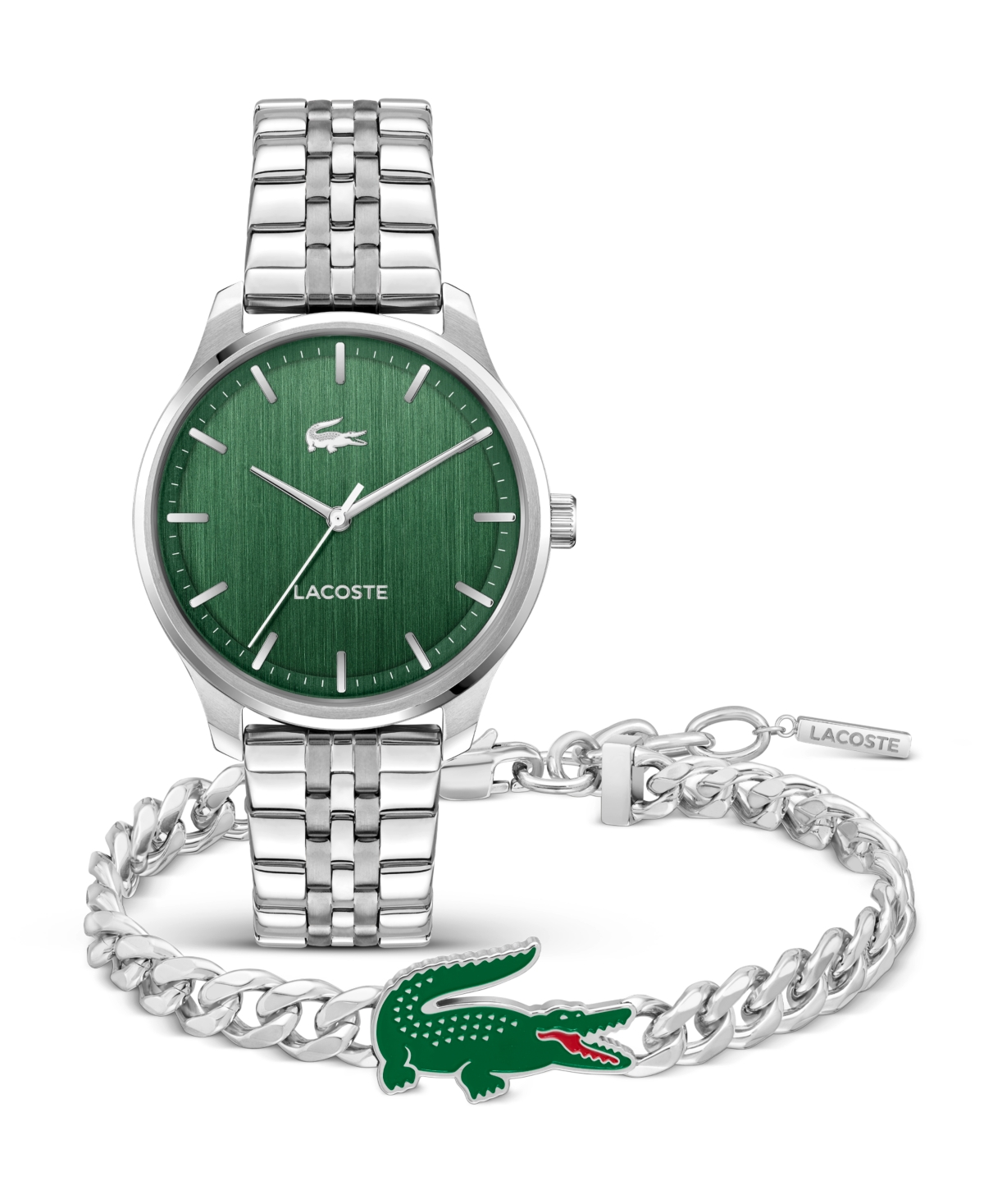 Click here for Lacoste Mens Quartz Gift Set Silver-Tone Stainless... prices