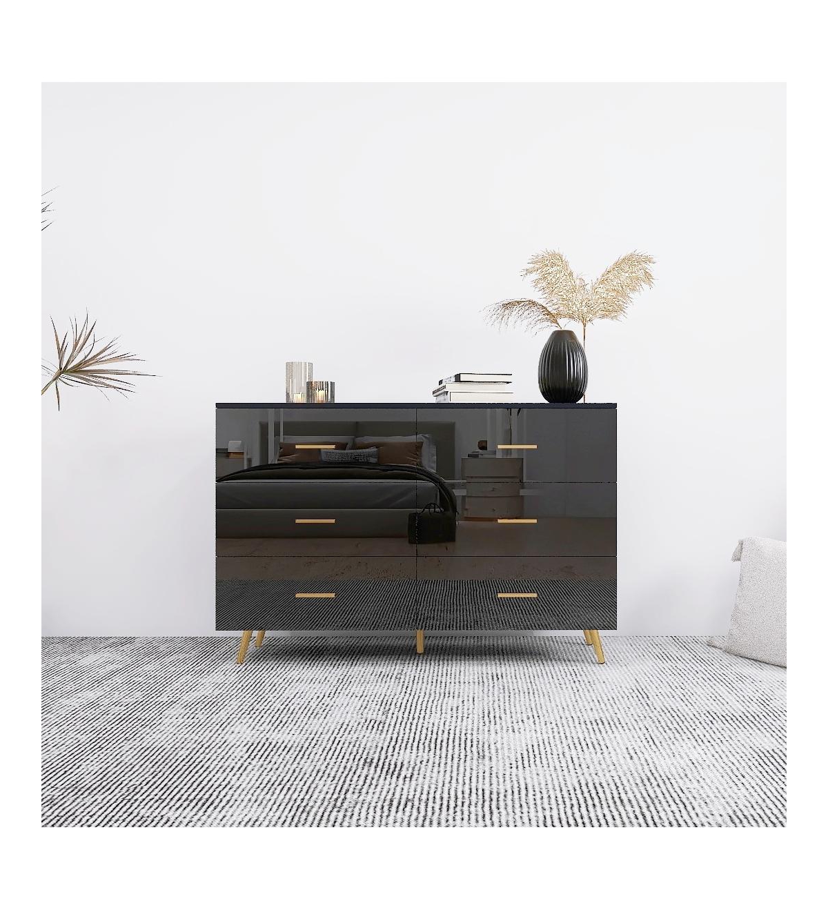 Click here for Flynama High Gloss 6-Drawer Storage Chest with Gol... prices