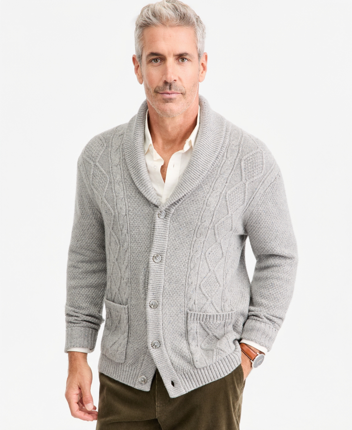 Click here for Club Room Mens Donegal Cable Knit Shawl Collar Car... prices