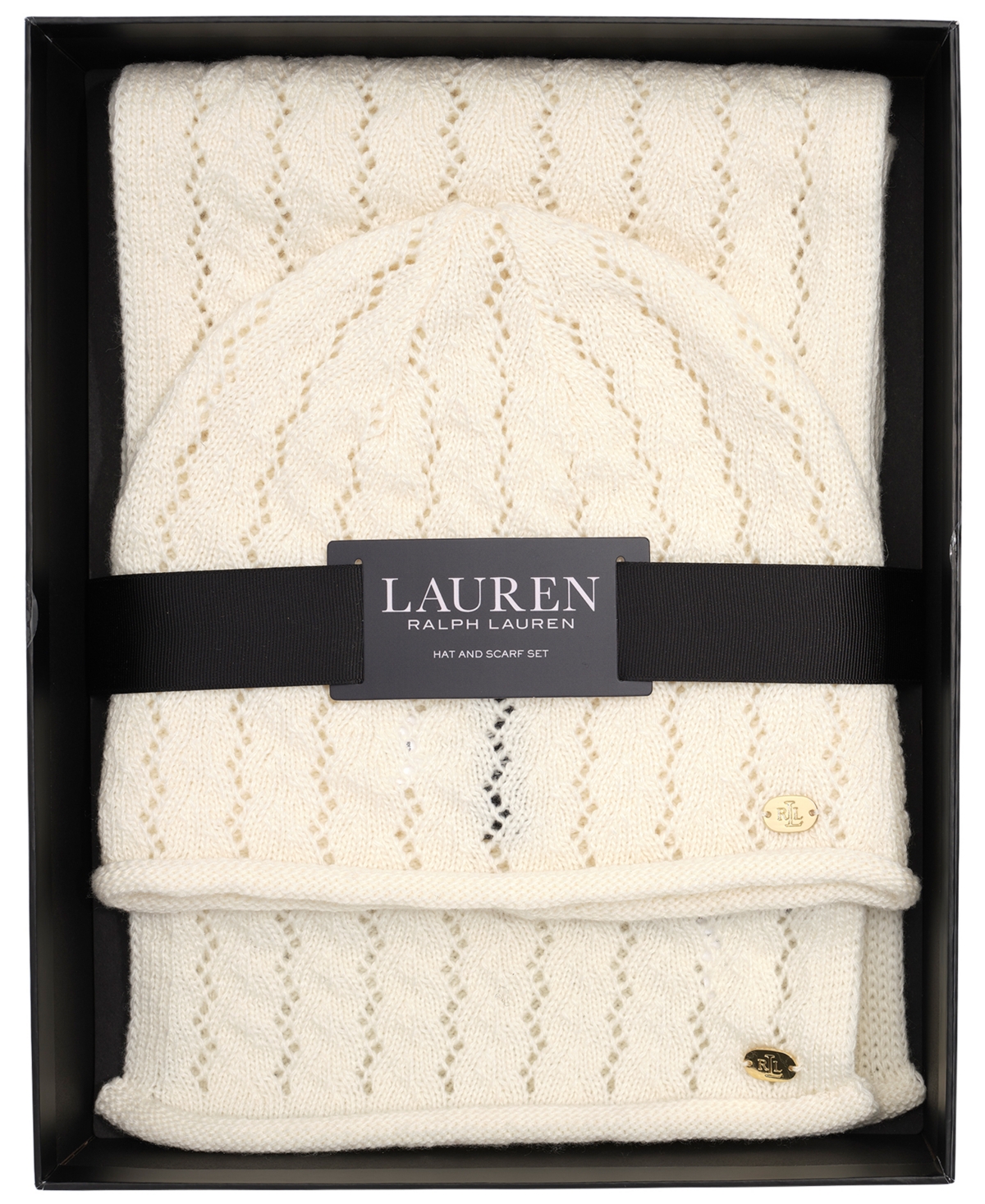 Click here for Lauren Ralph Lauren Knit Beanie and Scarf Set - Cr... prices