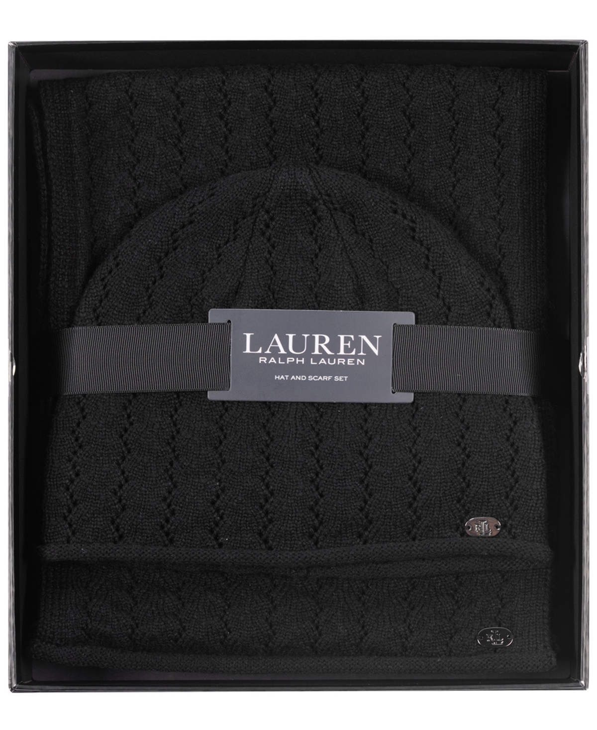 Click here for Lauren Ralph Lauren Knit Beanie and Scarf Set - Bl... prices