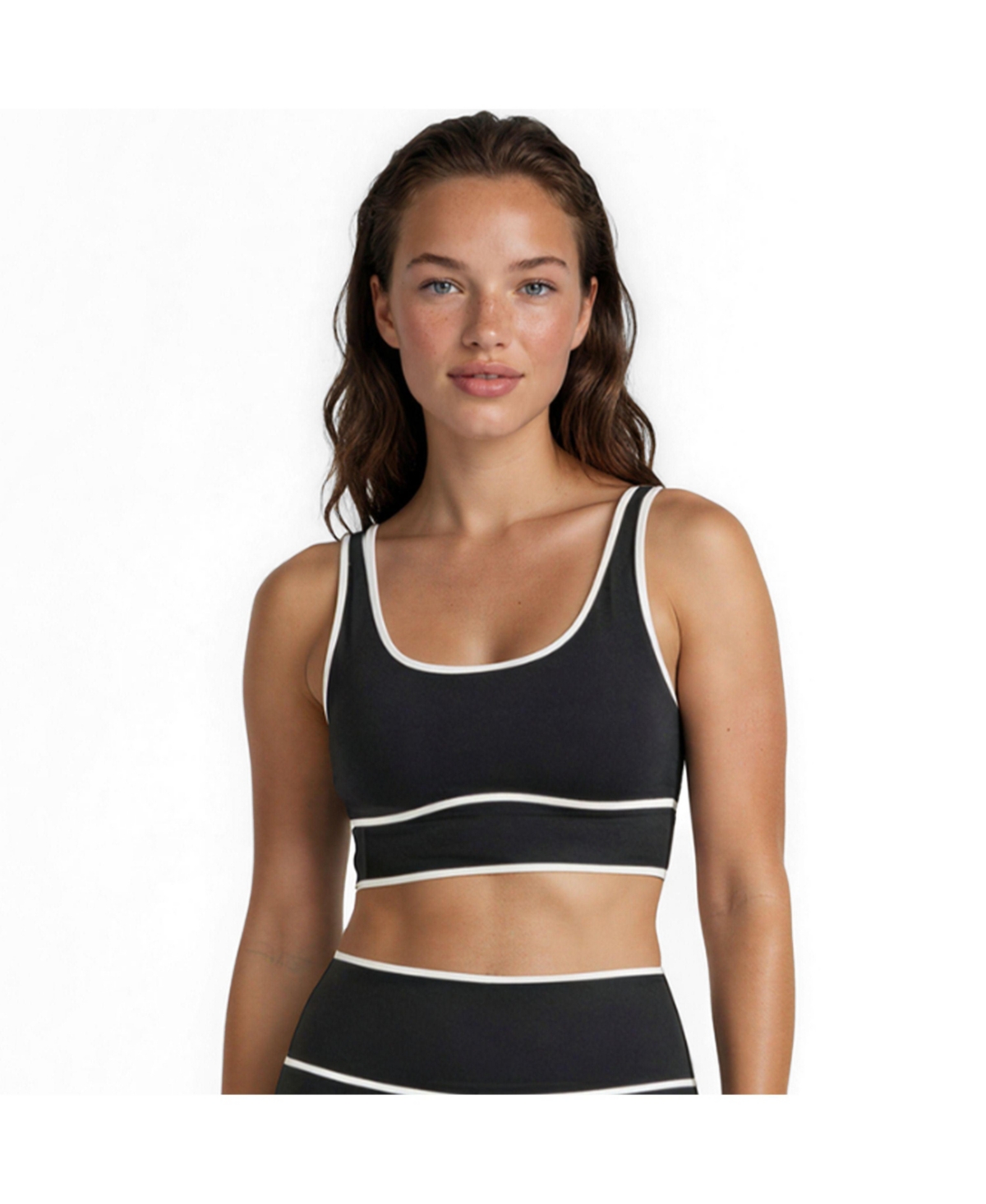 Click here for Calypsa Womens Longline Swim Bra - Navy  white prices