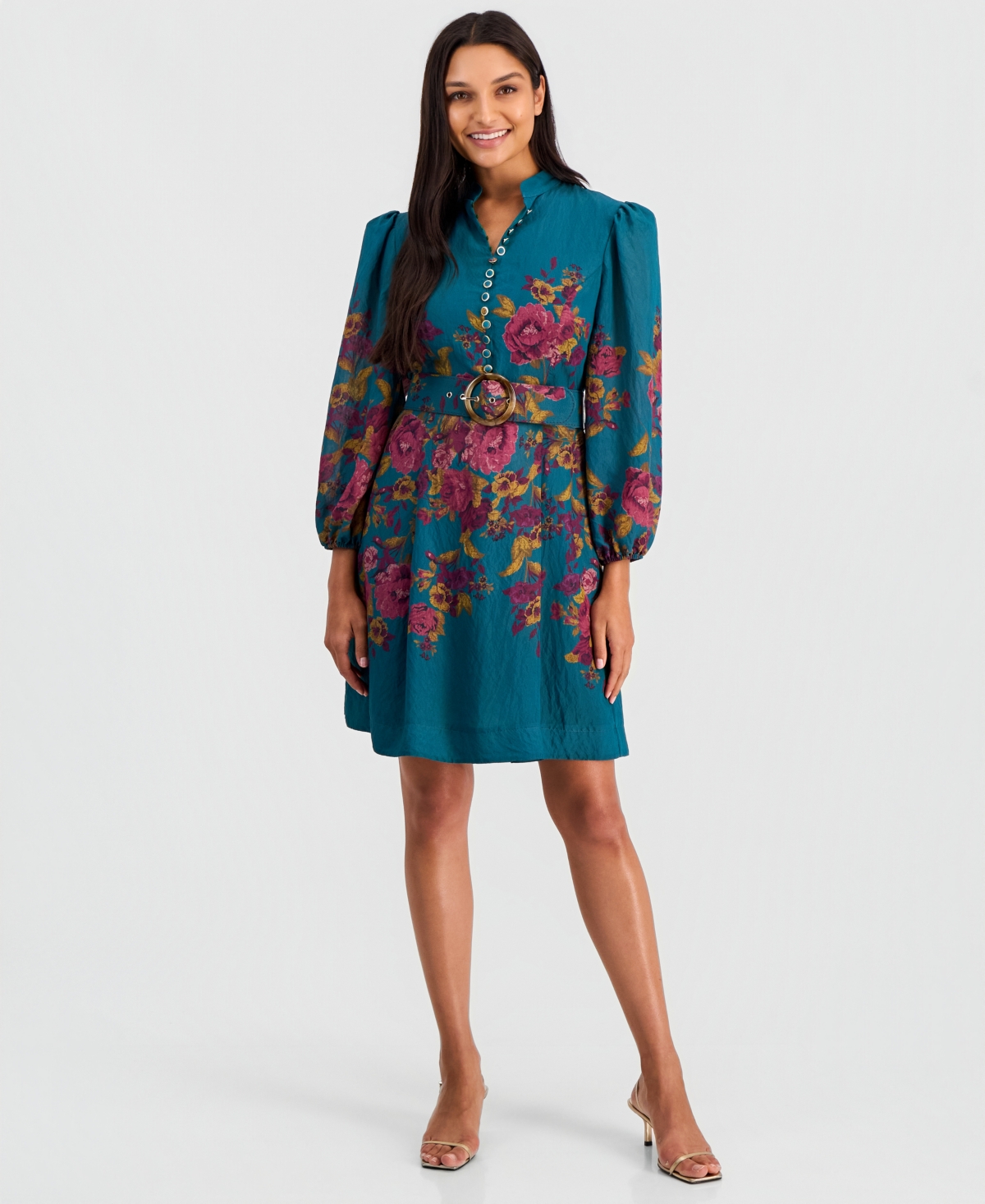 Click here for Tahari Asl Womens Floral-Print Belted Fit & Flare... prices