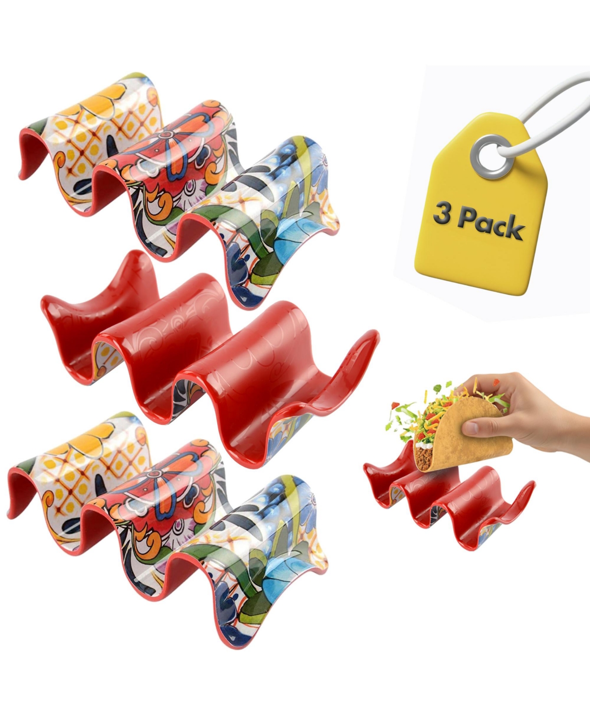 Click here for Prepara Taco Holder  3-Pack - Red prices