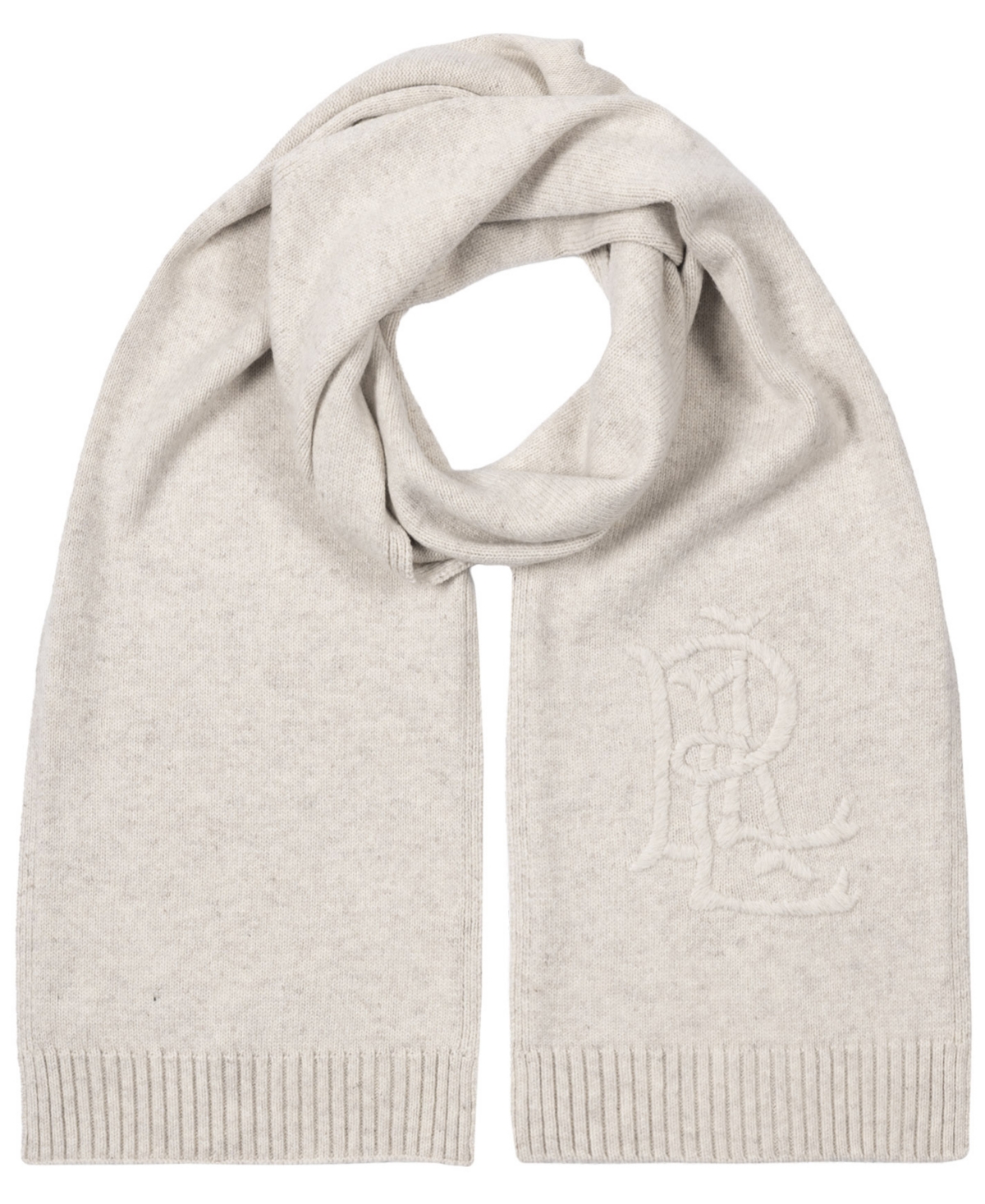 Click here for Lauren Ralph Lauren Embroidered Logo Scarf - Oatme... prices