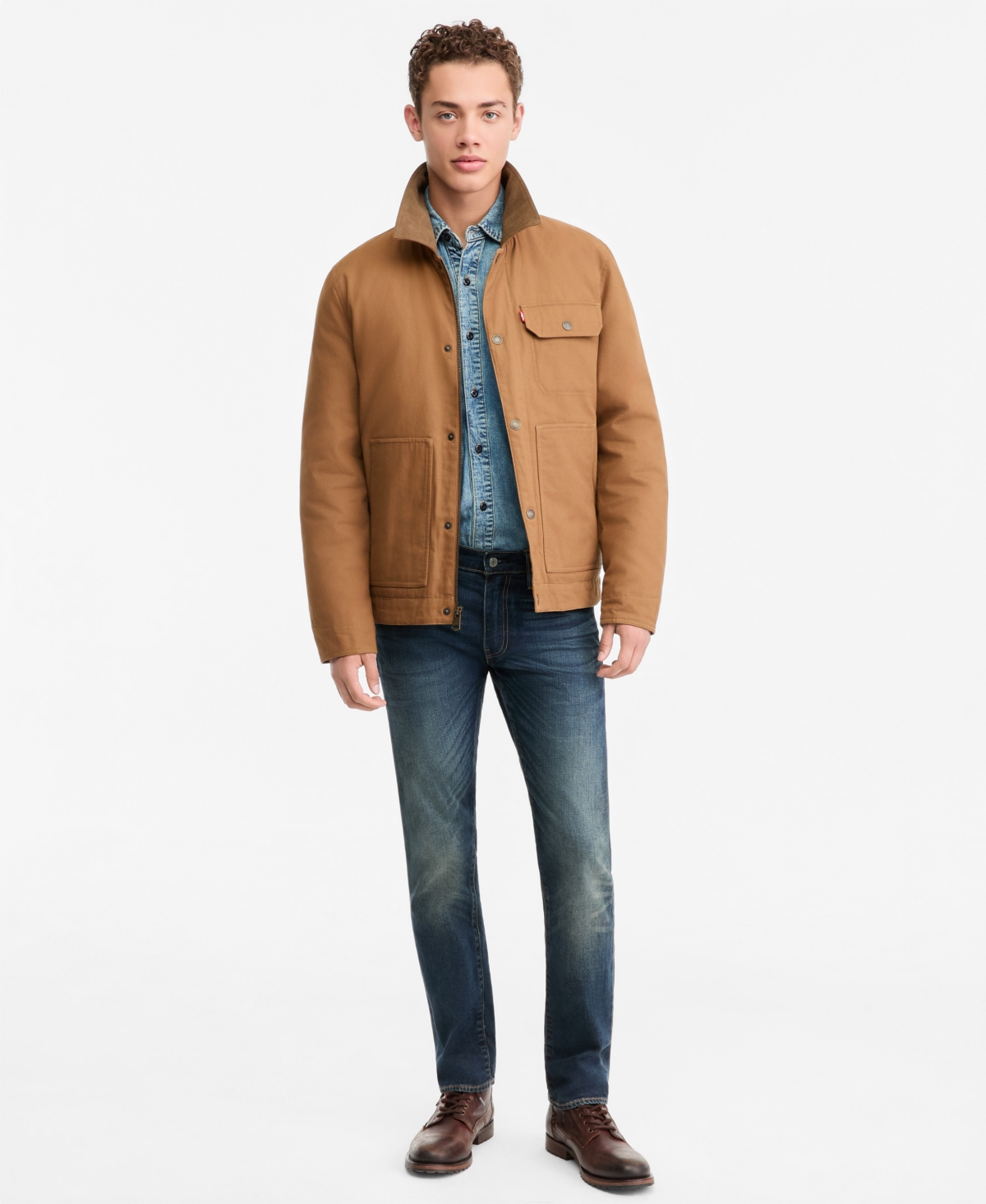 Click here for Levis Mens Cotton Canvas Workwear Jacket - Brown prices