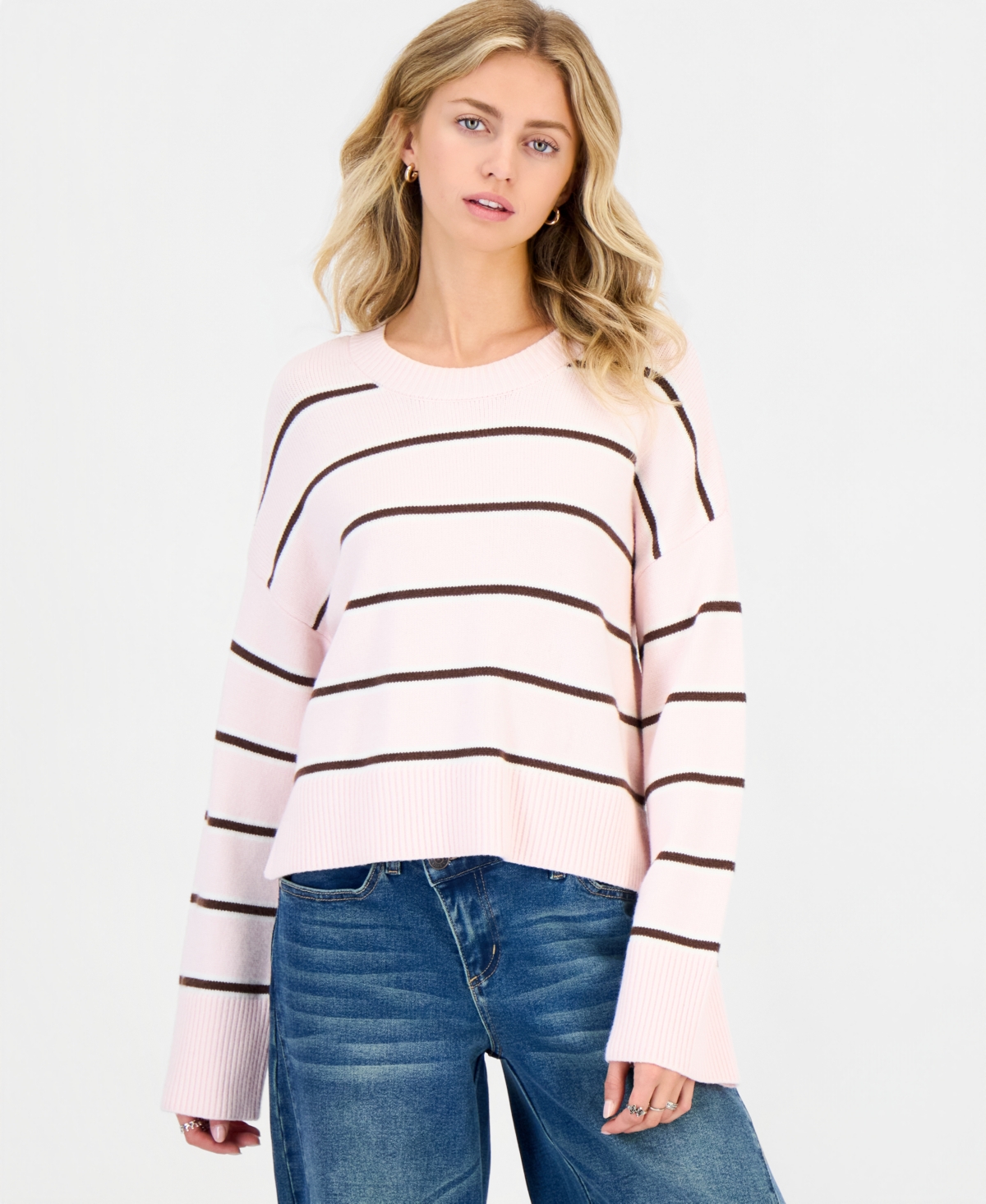 Click here for Hippie Rose Juniors Striped Drop-Shoulder Crewneck... prices