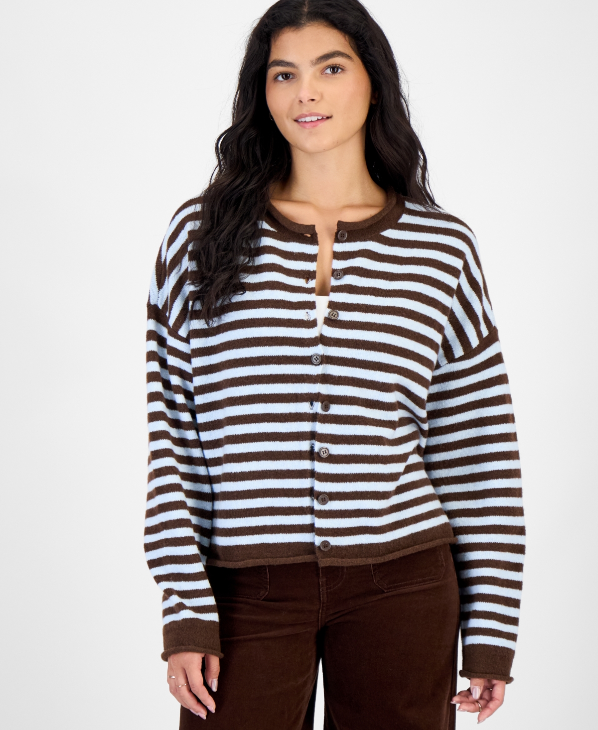 Click here for Hippie Rose Juniors Oversized Rollneck Striped Car... prices
