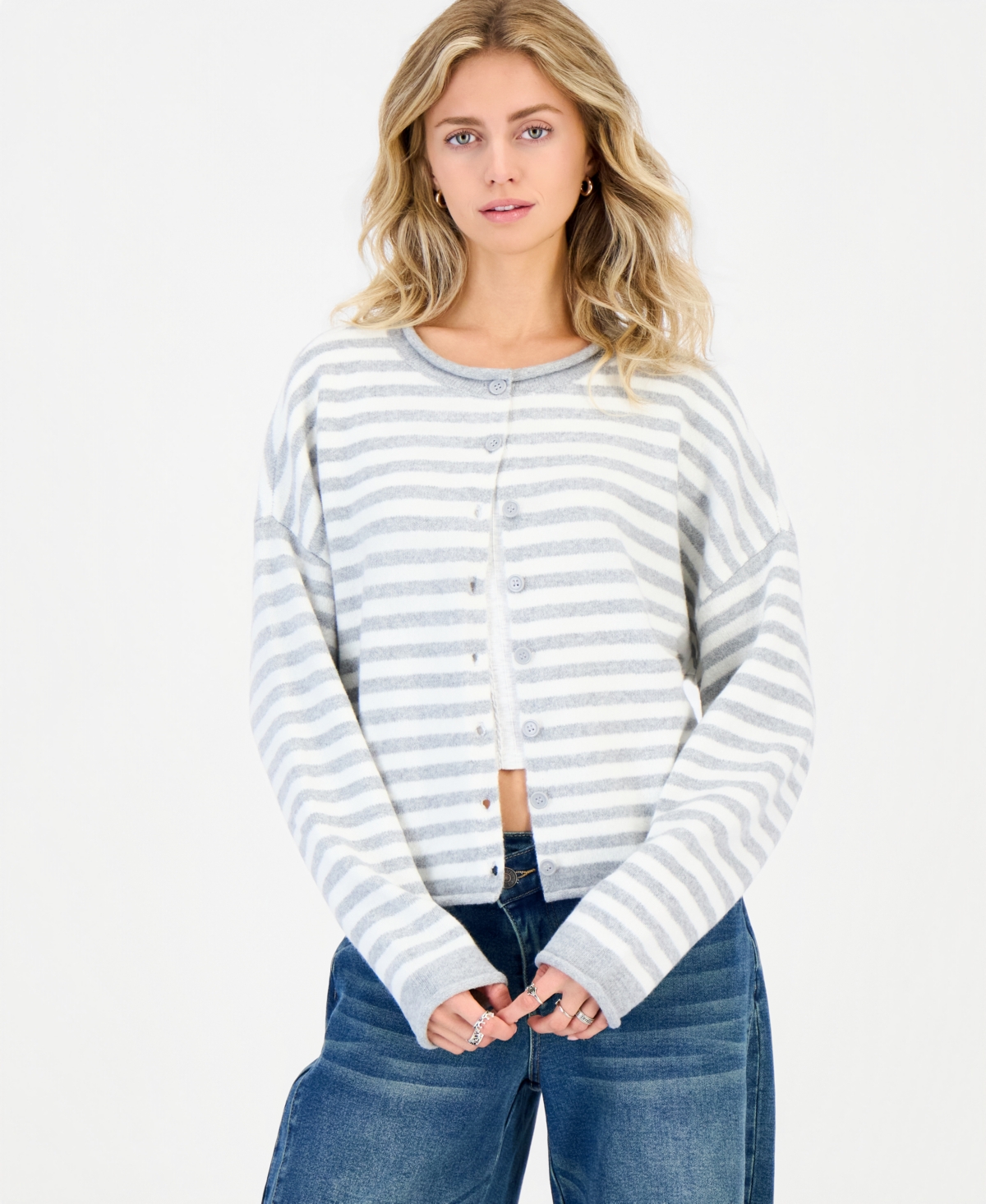 Click here for Hippie Rose Juniors Oversized Rollneck Striped Car... prices
